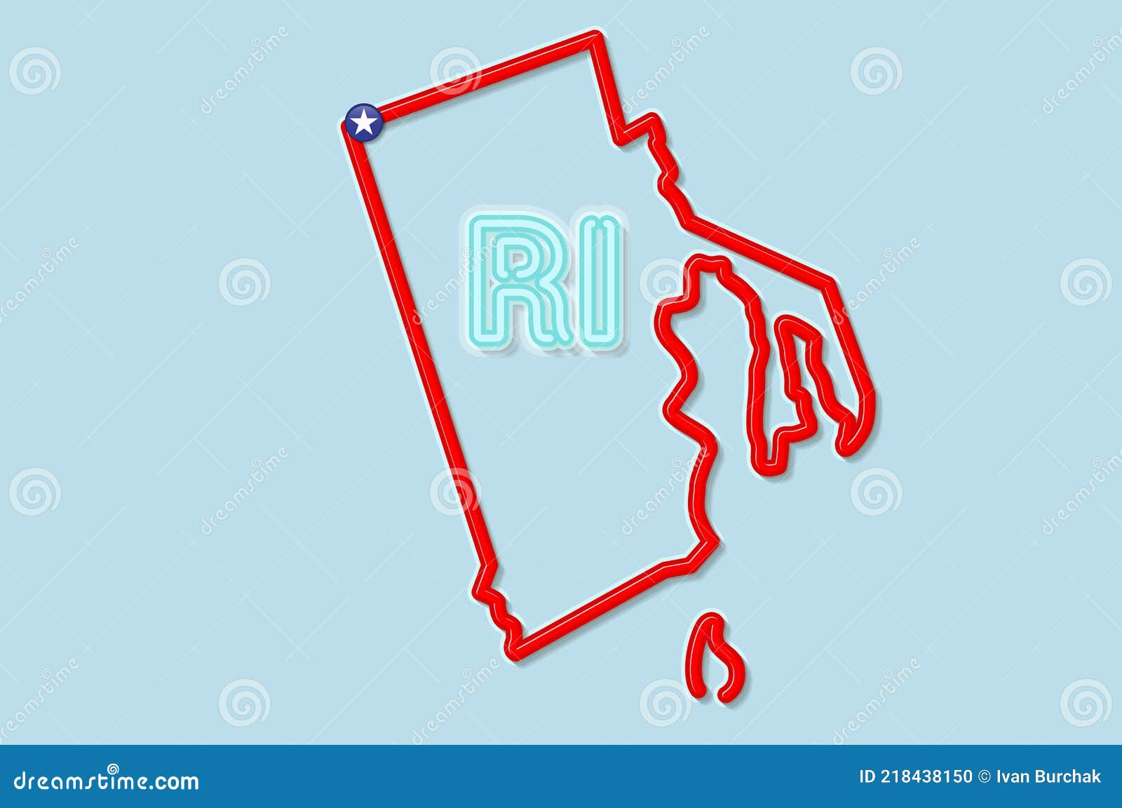 Rhode Island US State Bold Outline Map. Vector Illustration Stock ...