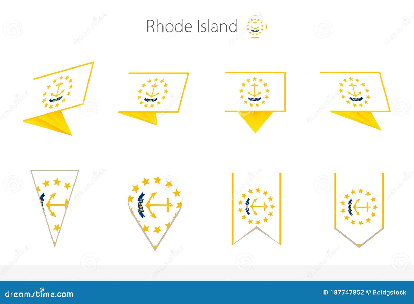 Rhode Island US State Flag Collection, Eight Versions of Rhode Island ...
