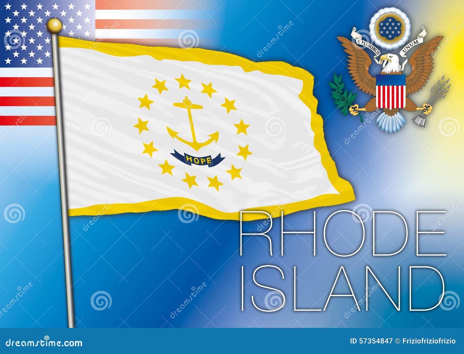 Rhode Island us state flag stock illustration. Illustration of fifty ...