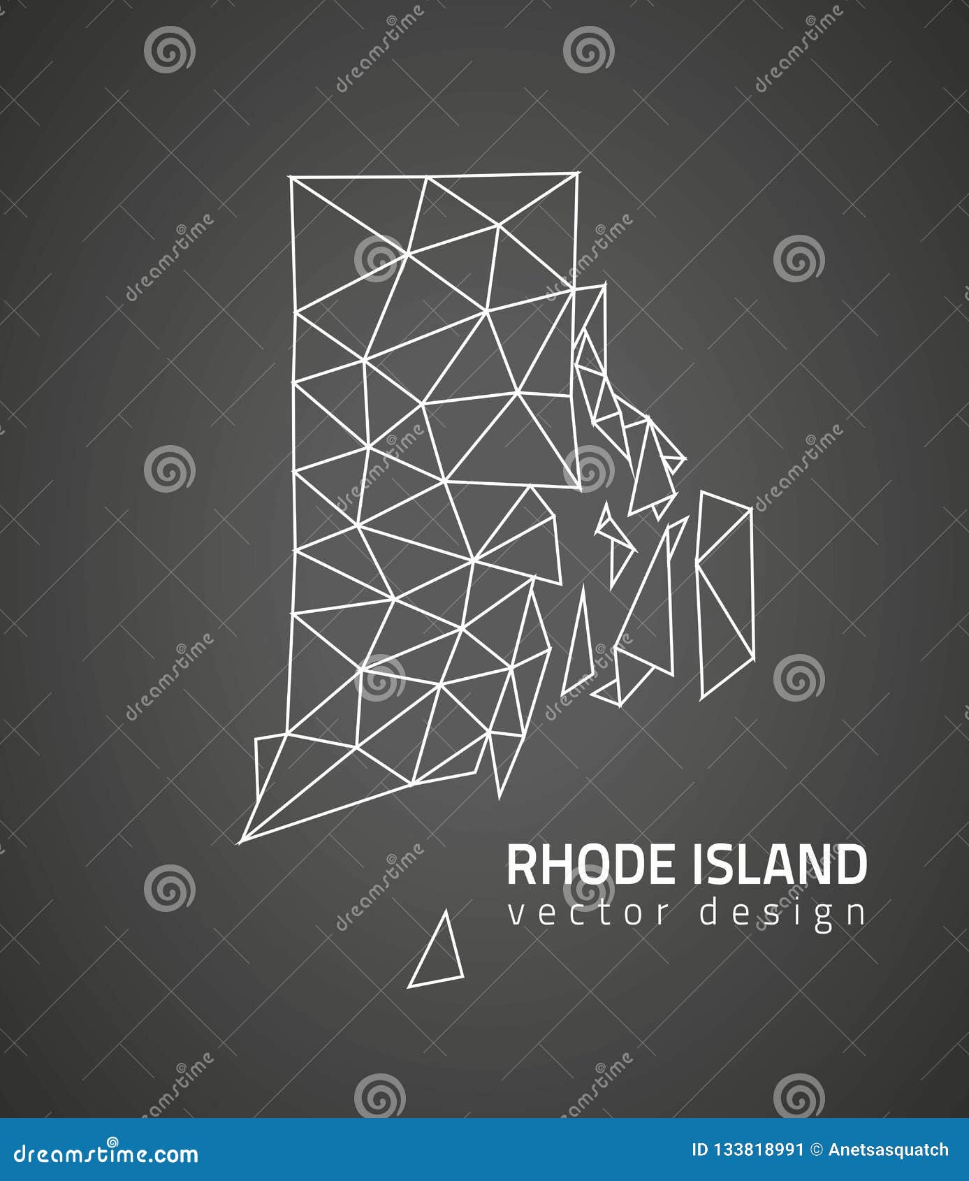 Rhode Island Vector Black Outline Polygonal Triangle Map Stock Vector ...