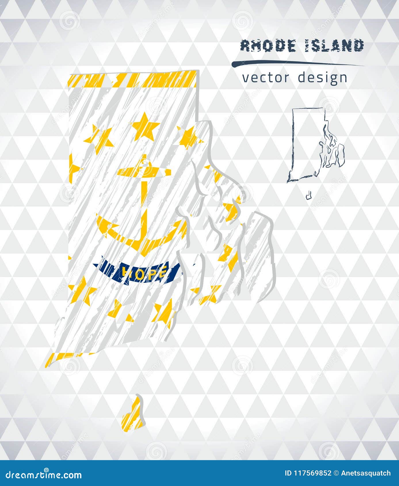 Rhode Island Vector Map with Flag Inside Isolated on a White Background ...