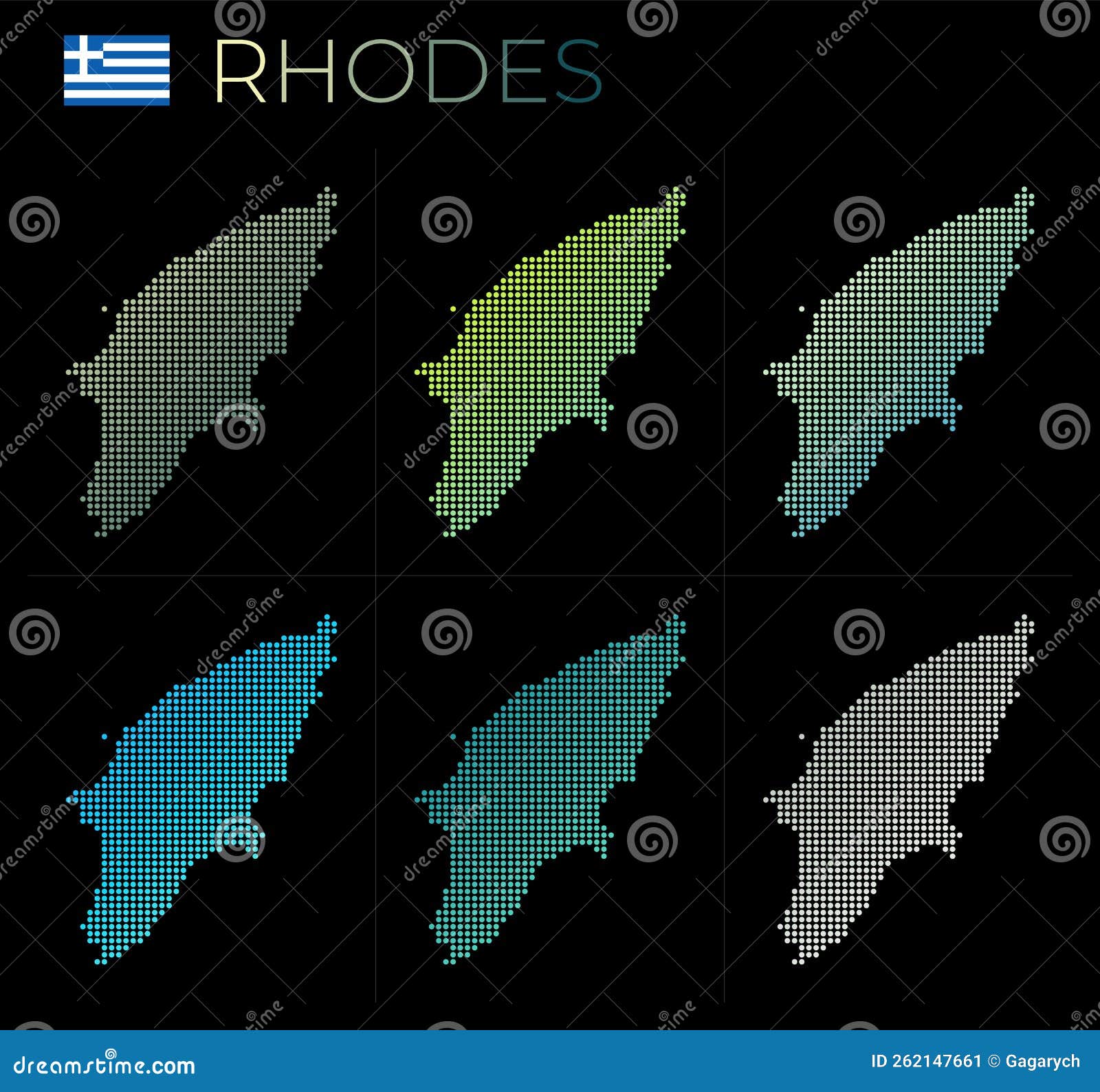 Rhodes dotted map set. stock vector. Illustration of north - 262147661