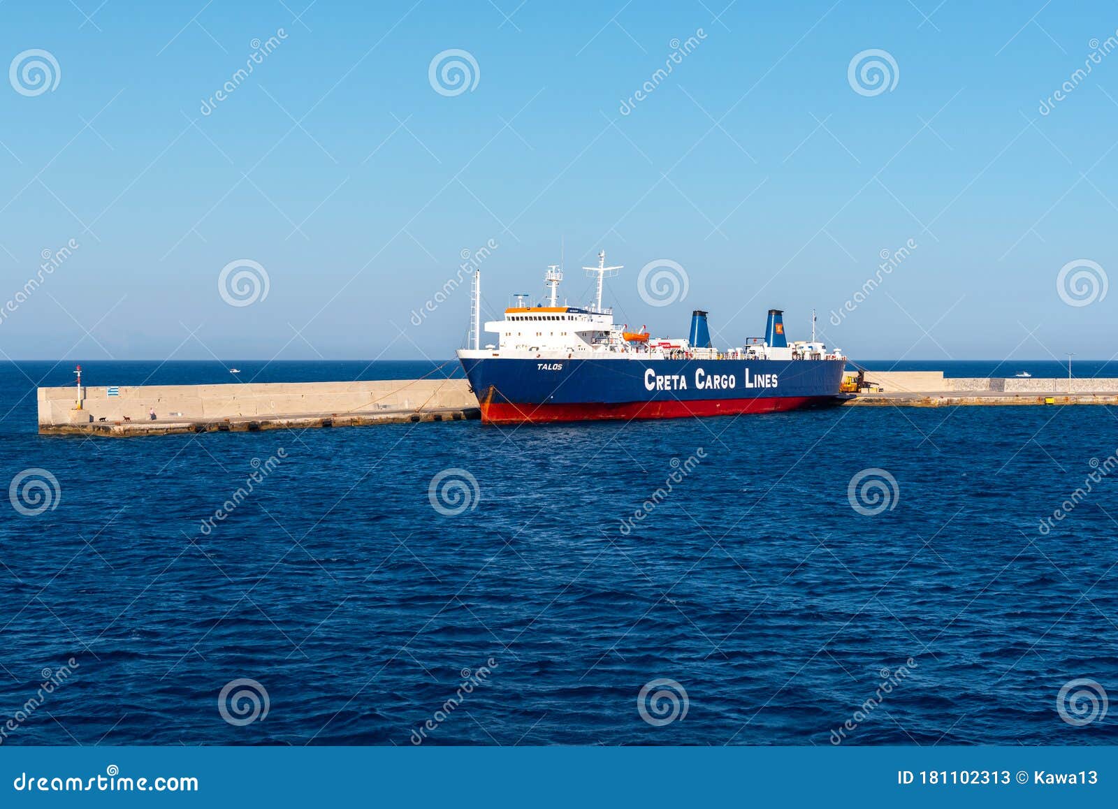 Creta Cargo Lines Ship Docking at the Port of Rhodes, Greece Editorial ...