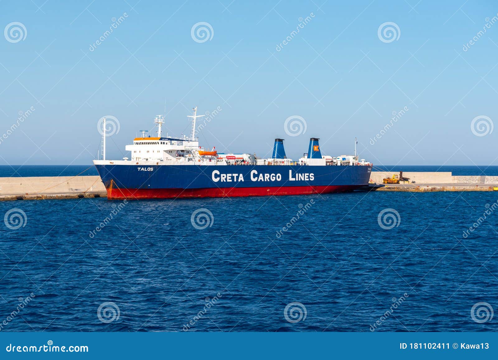 Creta Cargo Lines Ship Docking at the Port of Rhodes, Greece Editorial ...