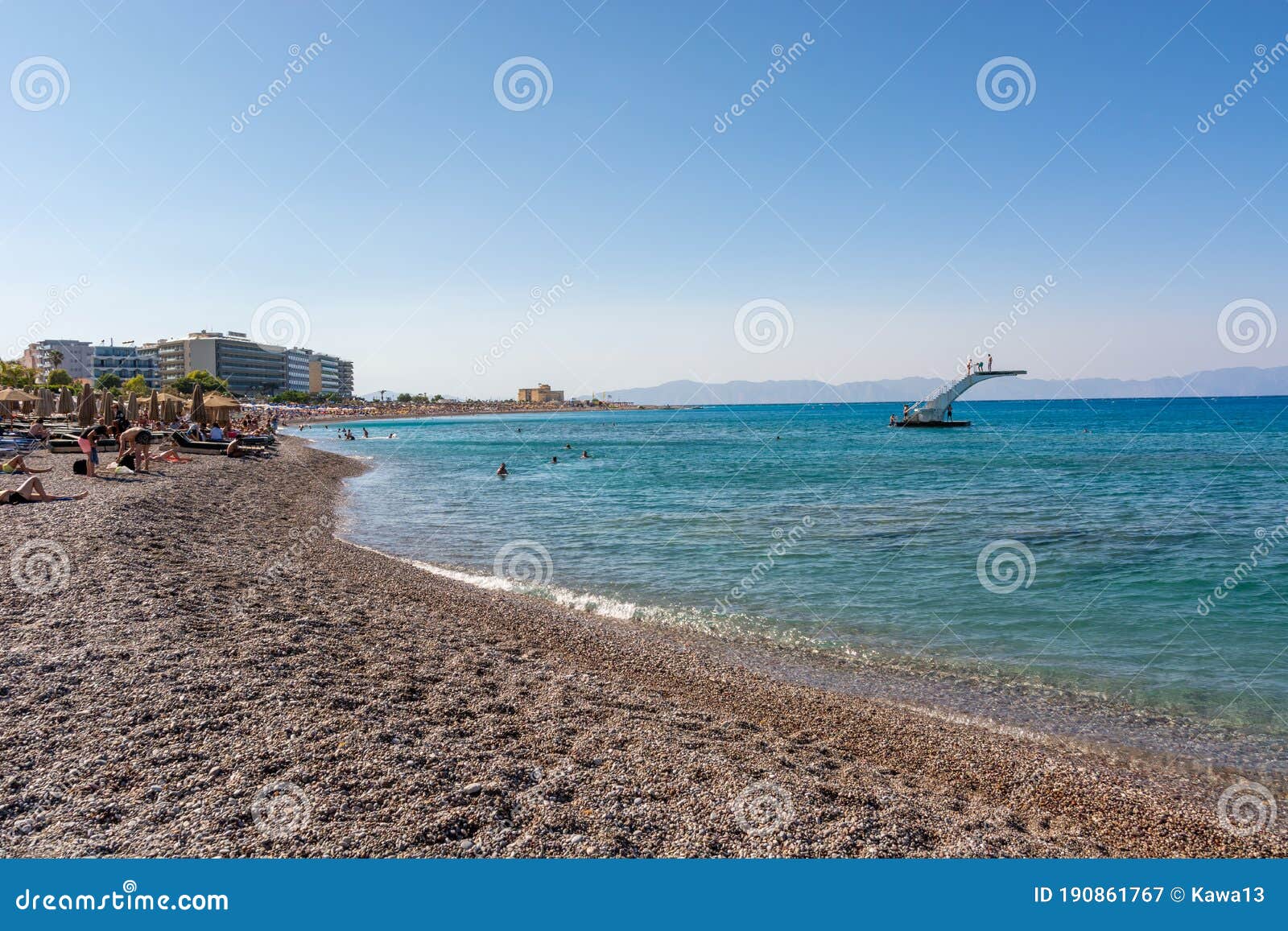 Elli Beach, the Main Beach of Rhodes Town. Greece Editorial Photography ...