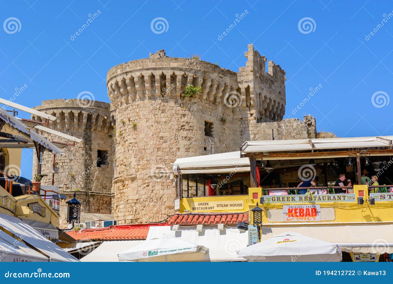 Hippocrates Square in Rhodes Medieval Town, Greece Editorial ...