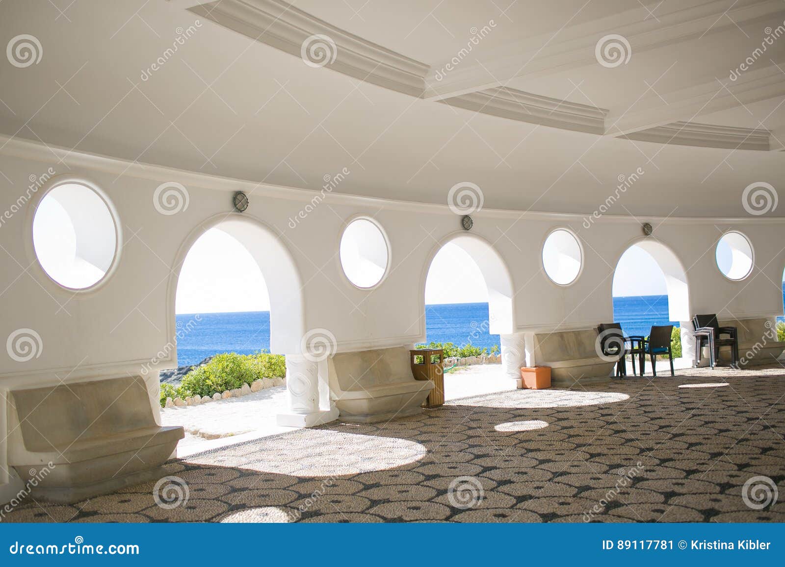 RHODES, GREECE: White Terrace and View of Sea Stock Image - Image of ...