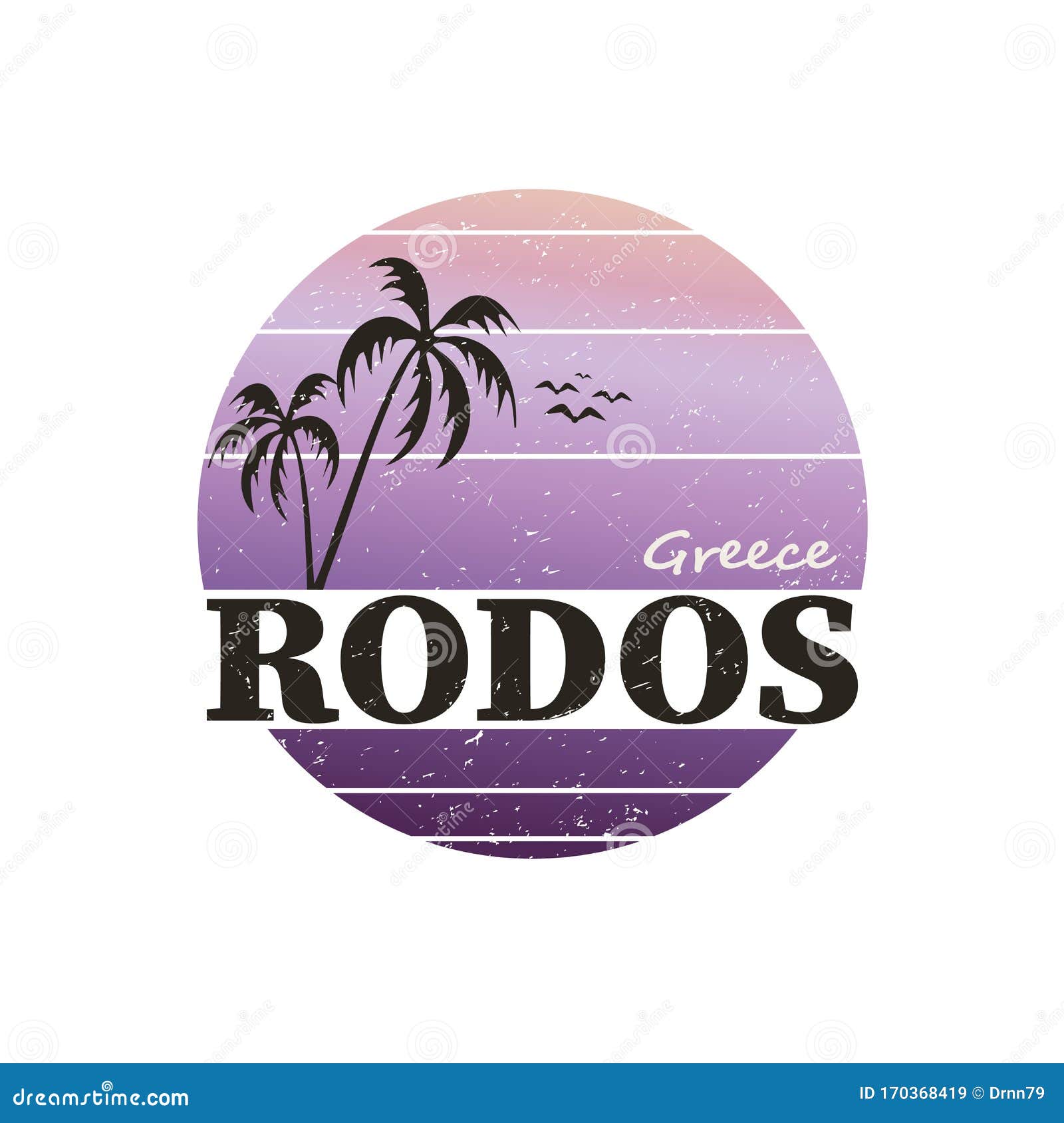 Rhodes Island, Greece Logo Design on a White Background Stock Vector ...