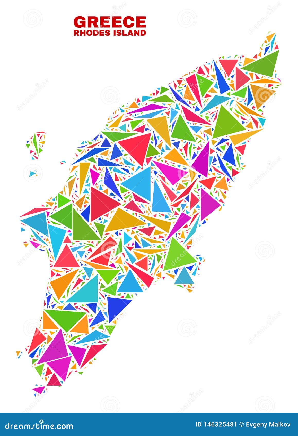 Rhodes Island Map - Mosaic of Color Triangles Stock Vector ...