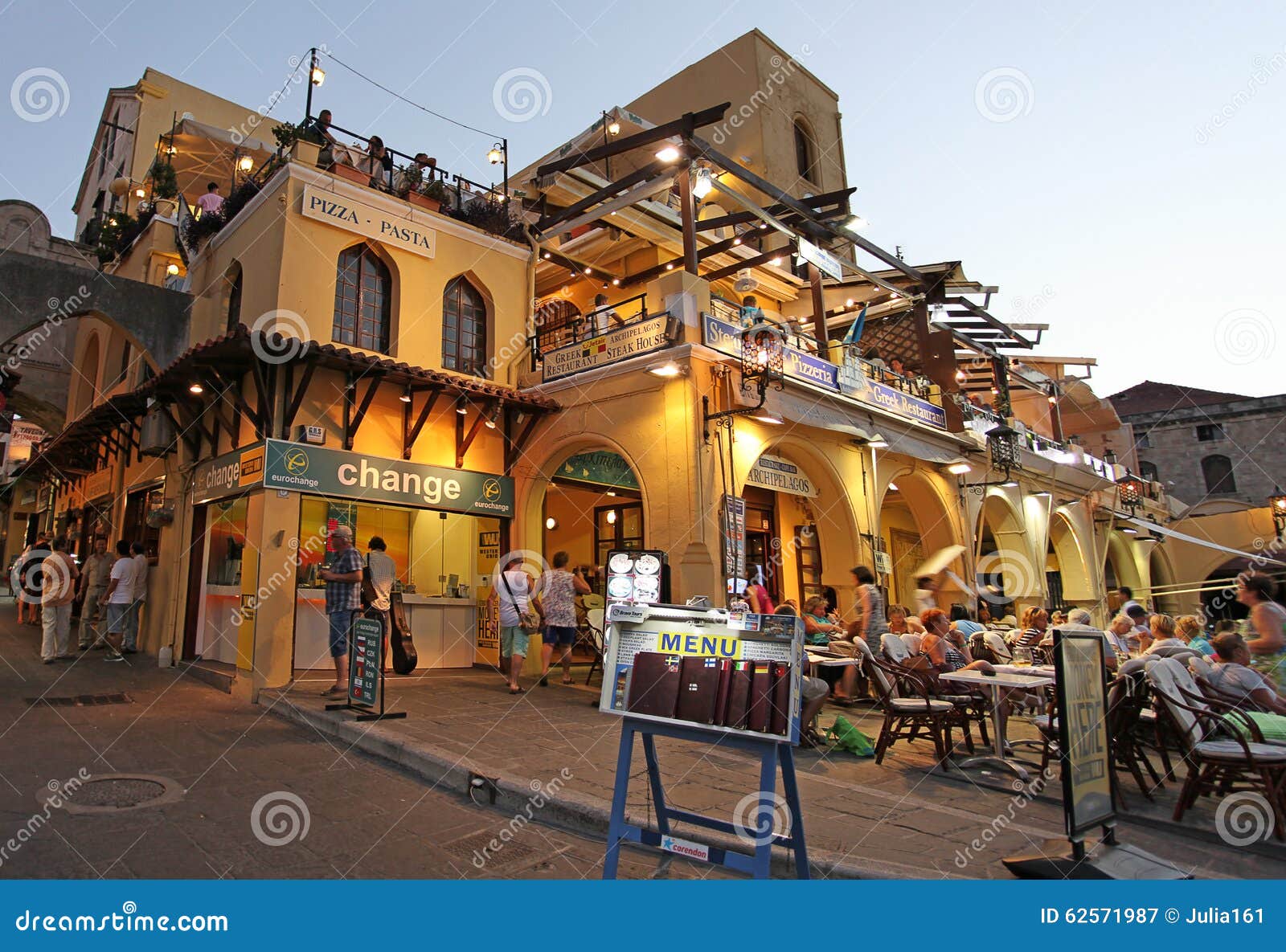 Rhodes Old Town by Night. Greece Editorial Photography - Image of ...