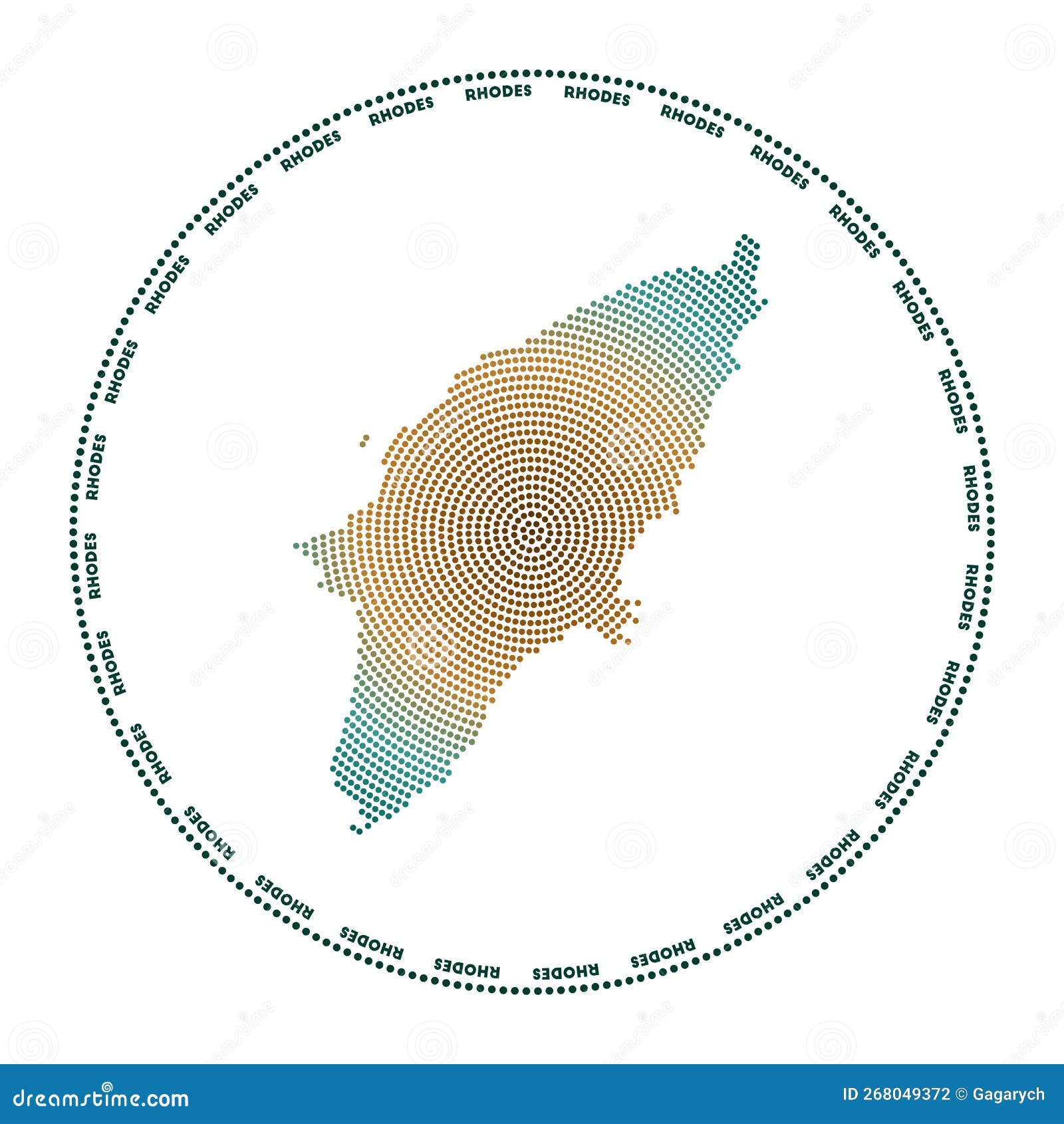 Rhodes round logo. stock vector. Illustration of greece - 268049372