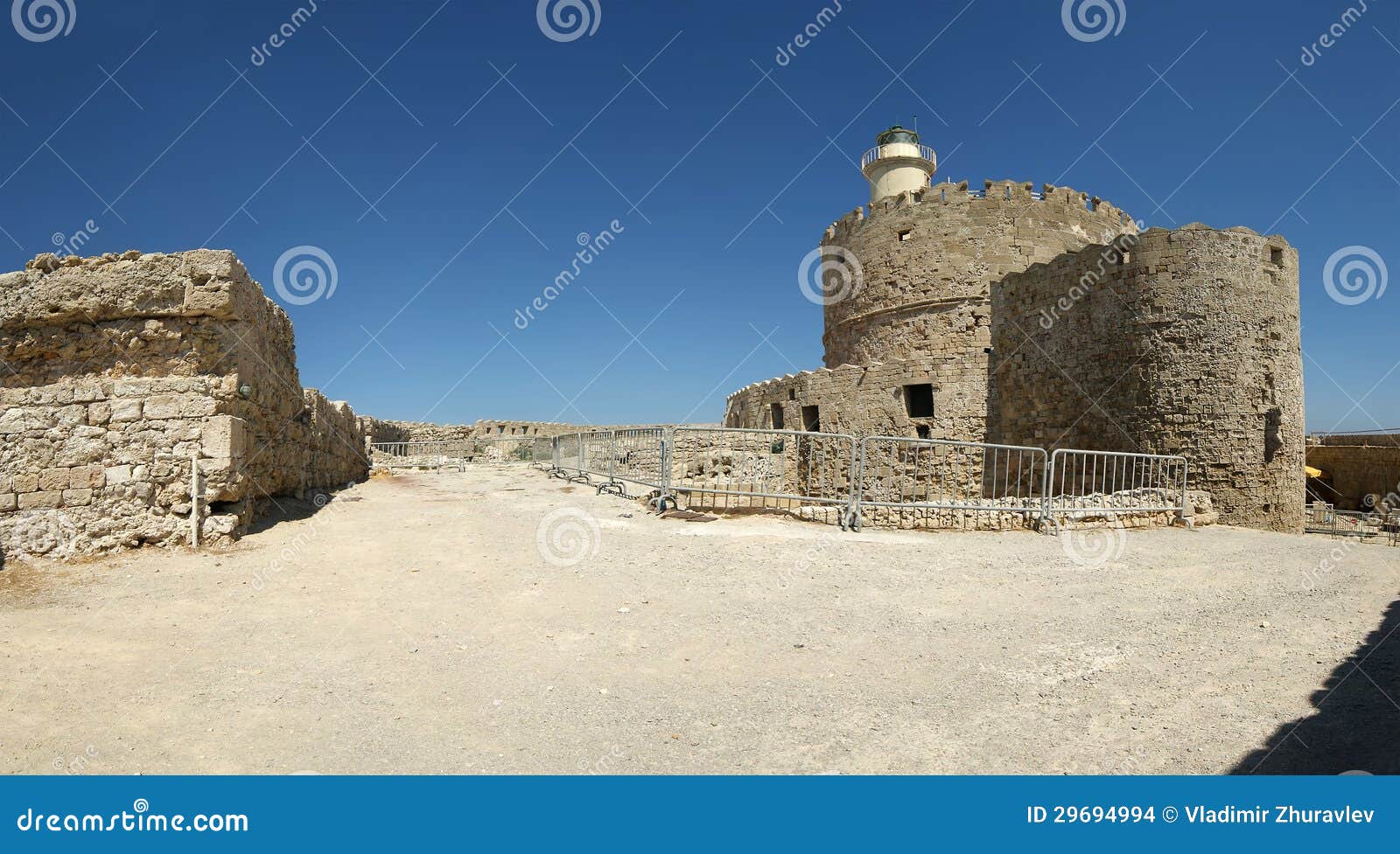 Rhodes Tower of St. Nicholas, Greece Stock Photo - Image of skylight ...