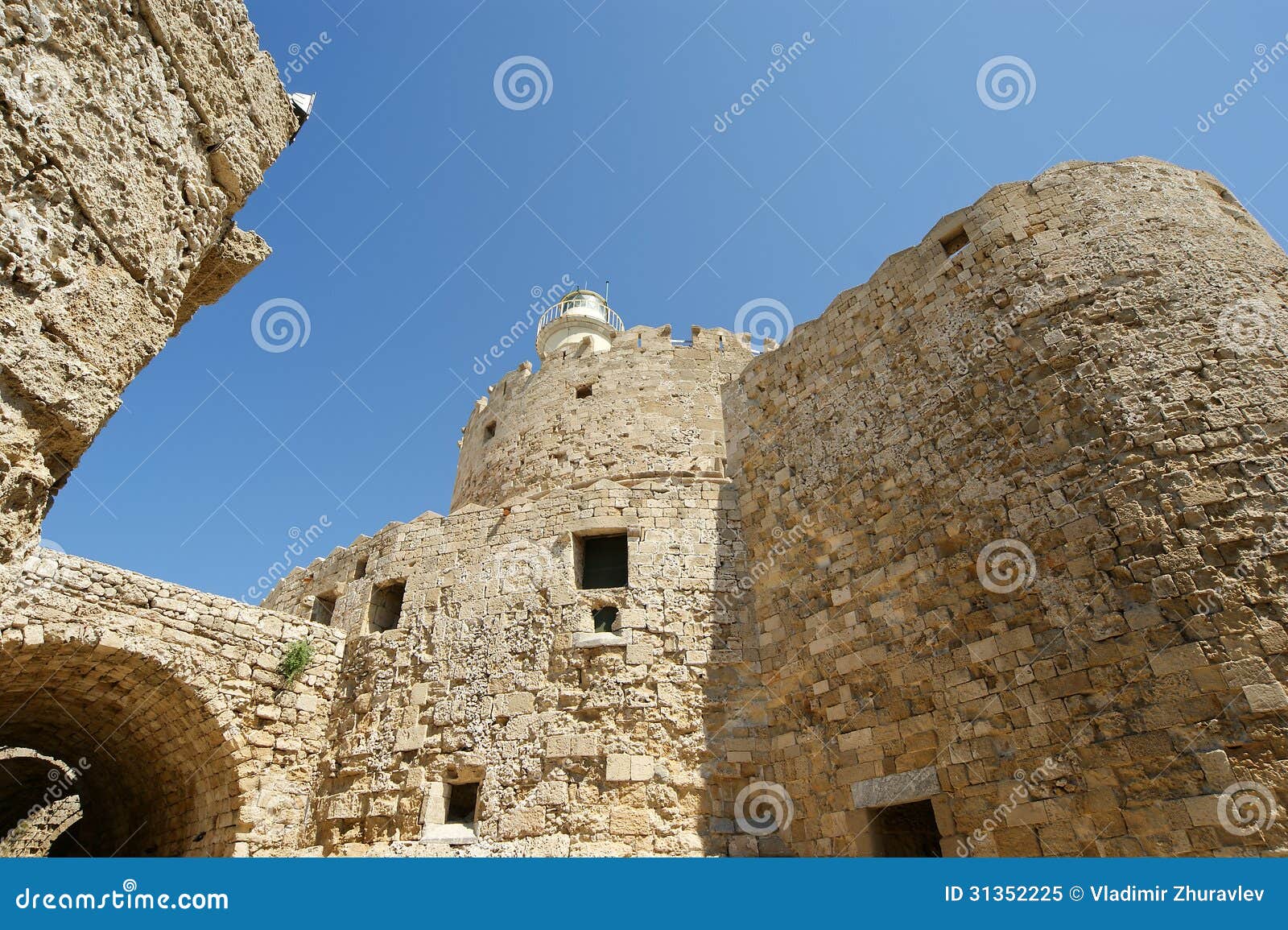 Rhodes Tower of St. Nicholas, Greece Stock Image - Image of horizontal ...