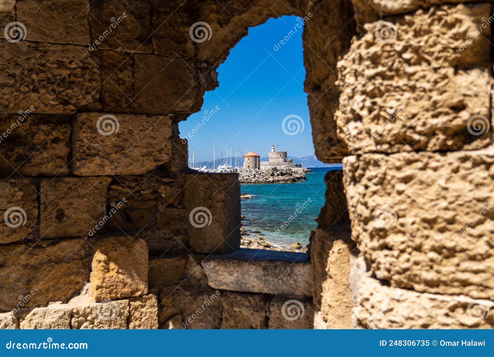 Rhodes Windmills View from a Windows in De Naillac Tower Stock Image ...