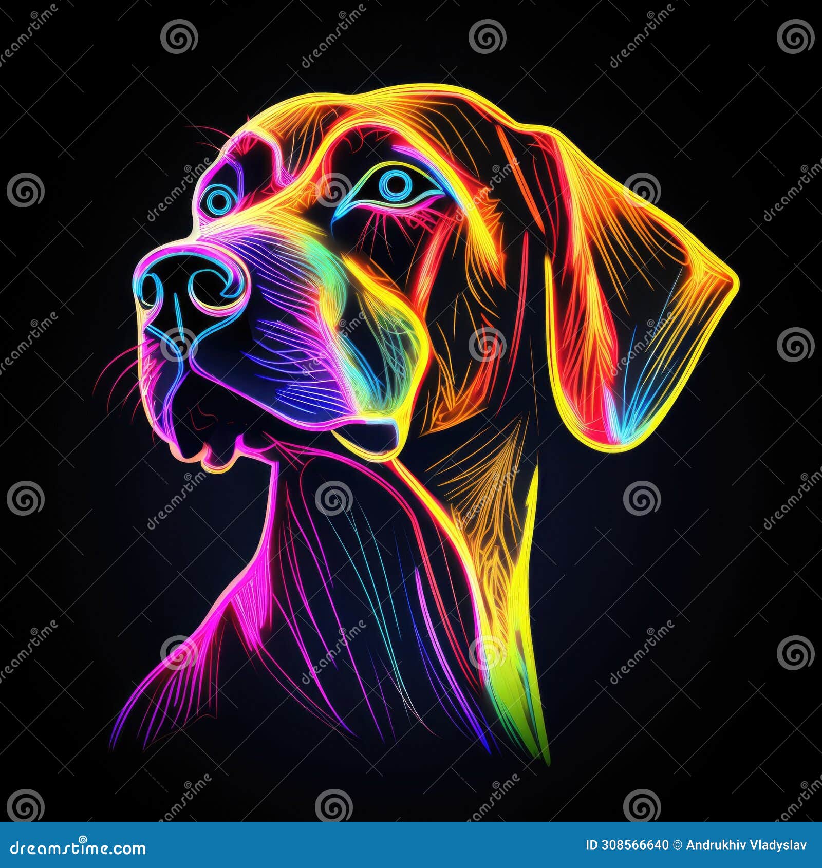 Rhodesian Ridgeback. Neon Outline Icon with a Light Effect Stock ...