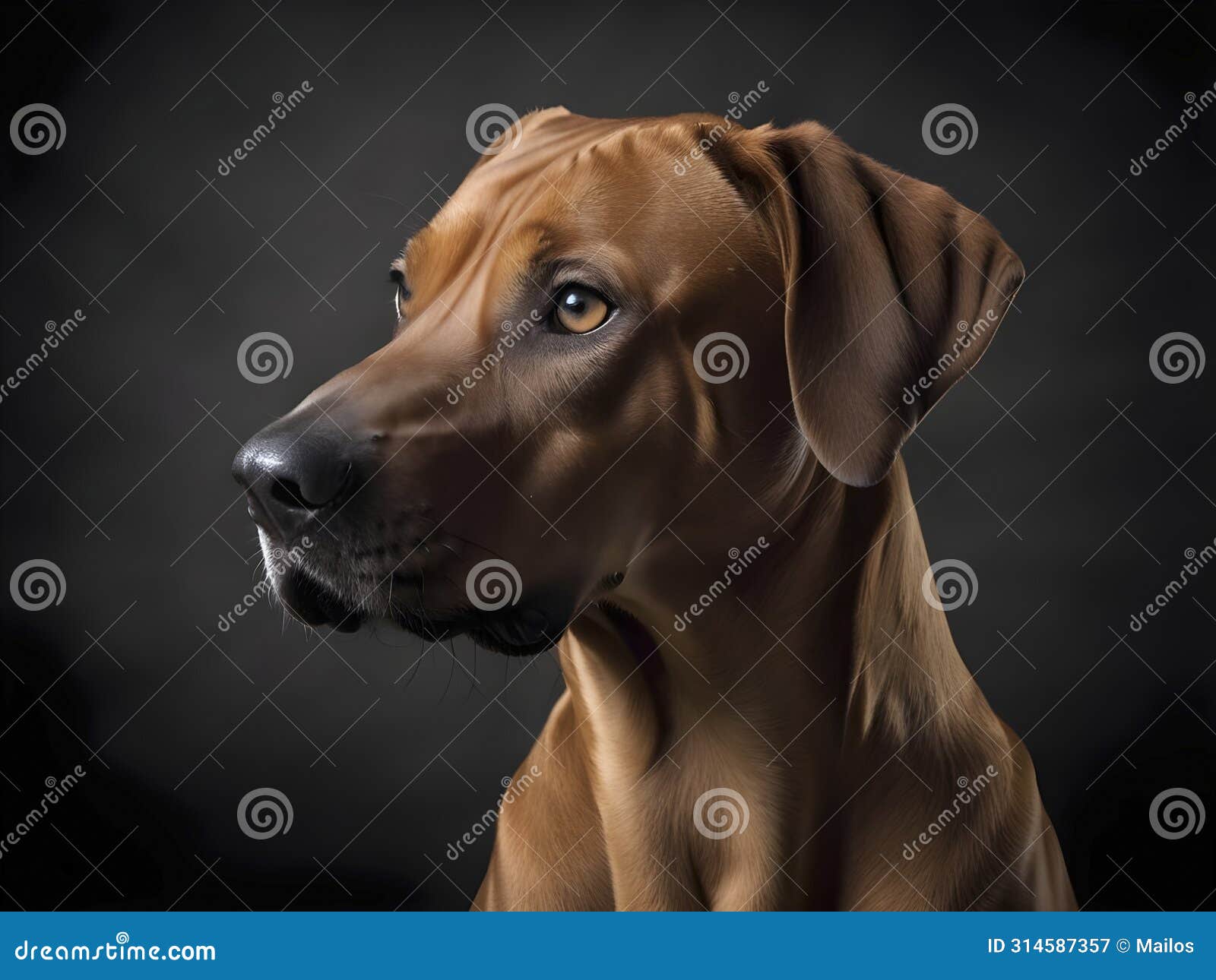 Rhodesian Ridgeback Posing in Mysterious Darkness. Stock Image - Image ...