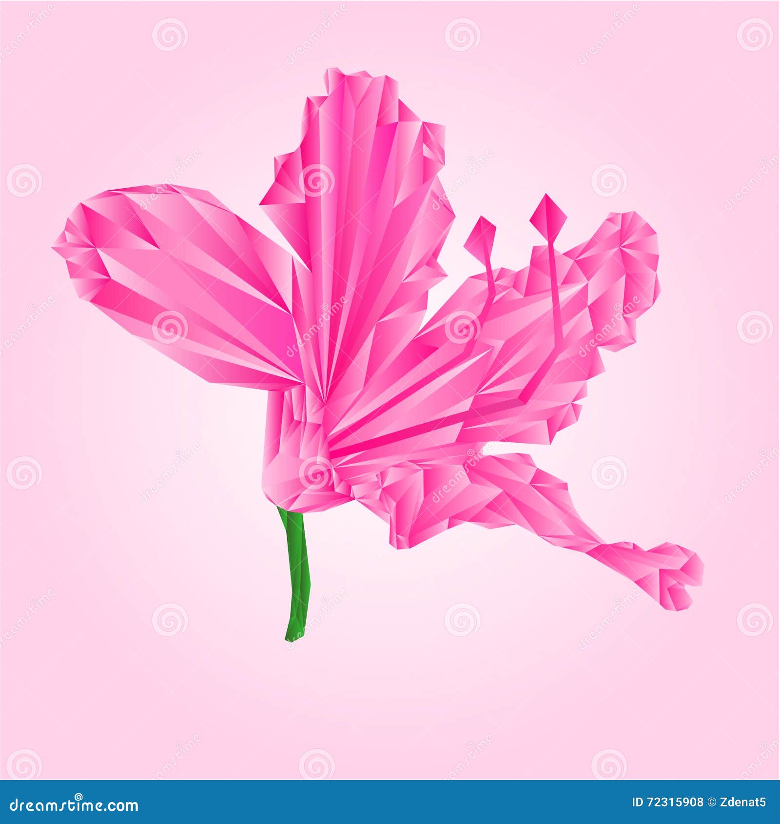Rhododendron Polygons Pink Flower Vector Stock Vector - Illustration of ...