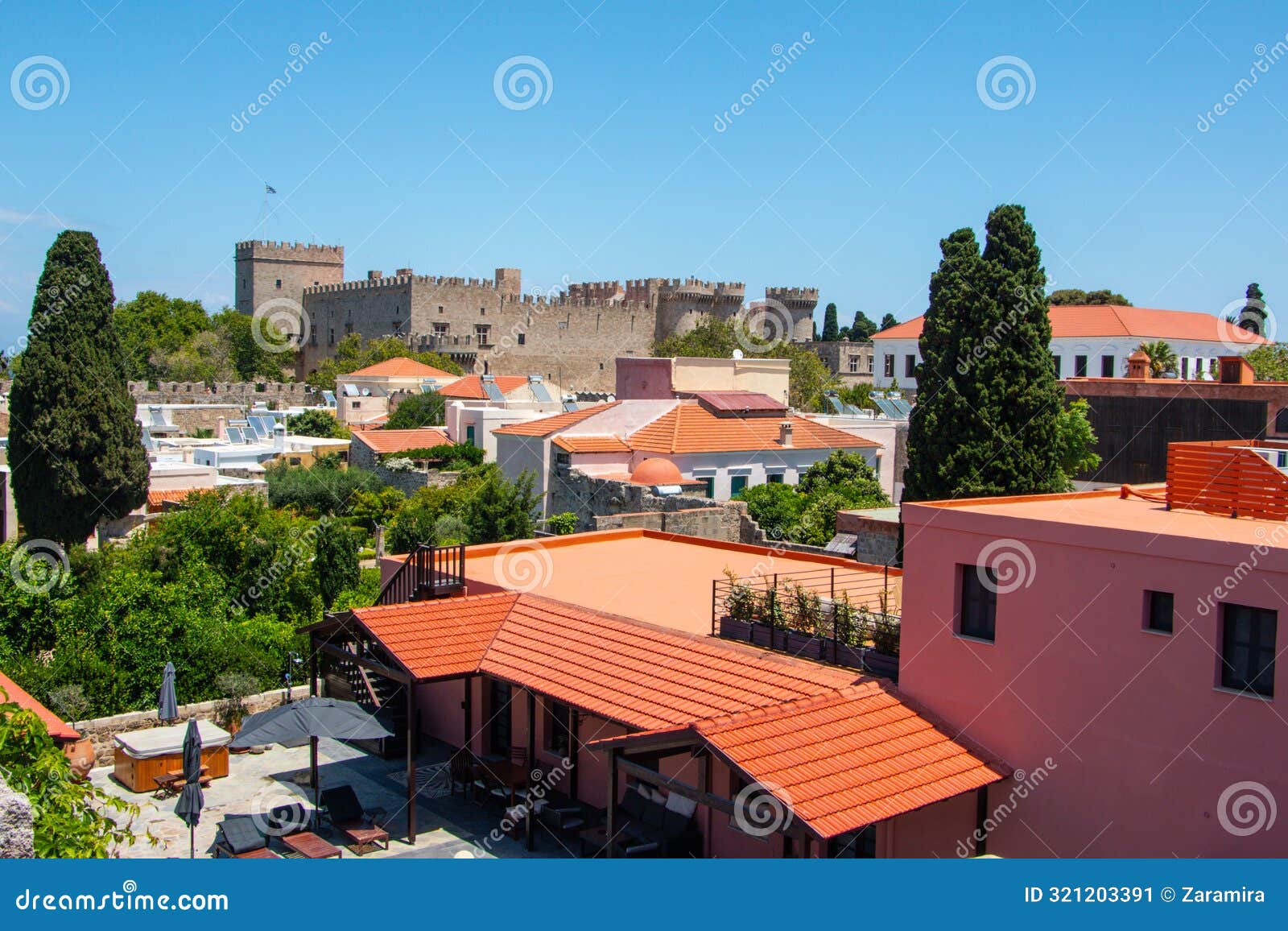 View of Rhodes Town editorial photo. Image of wall, village - 321203391