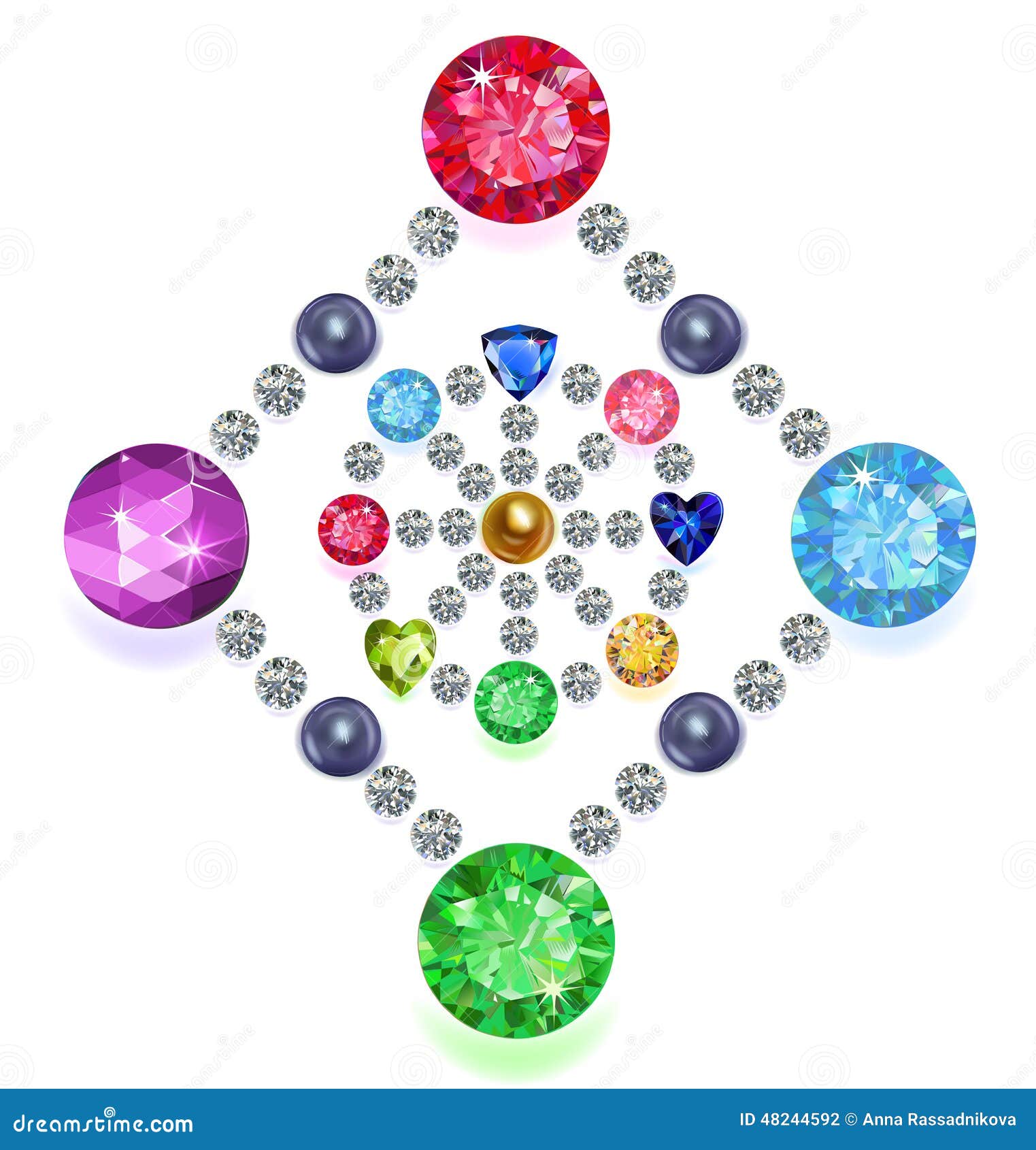 Rhombus-circle Composition Colored Gems Set Stock Vector - Illustration ...