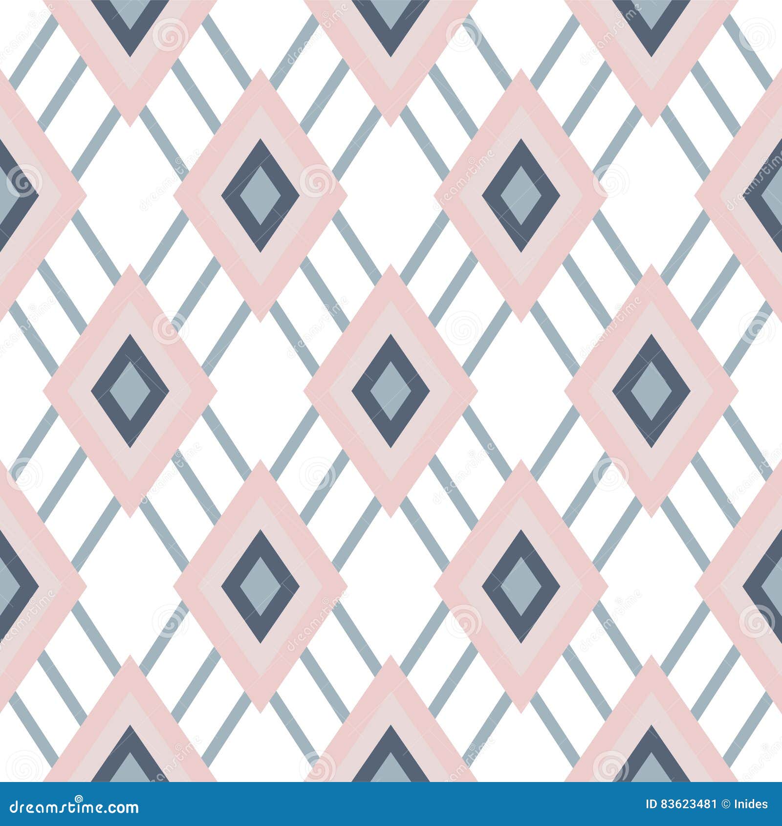 Rhombus Geometric Pastel Pink Seamless Pattern. Stock Vector ...
