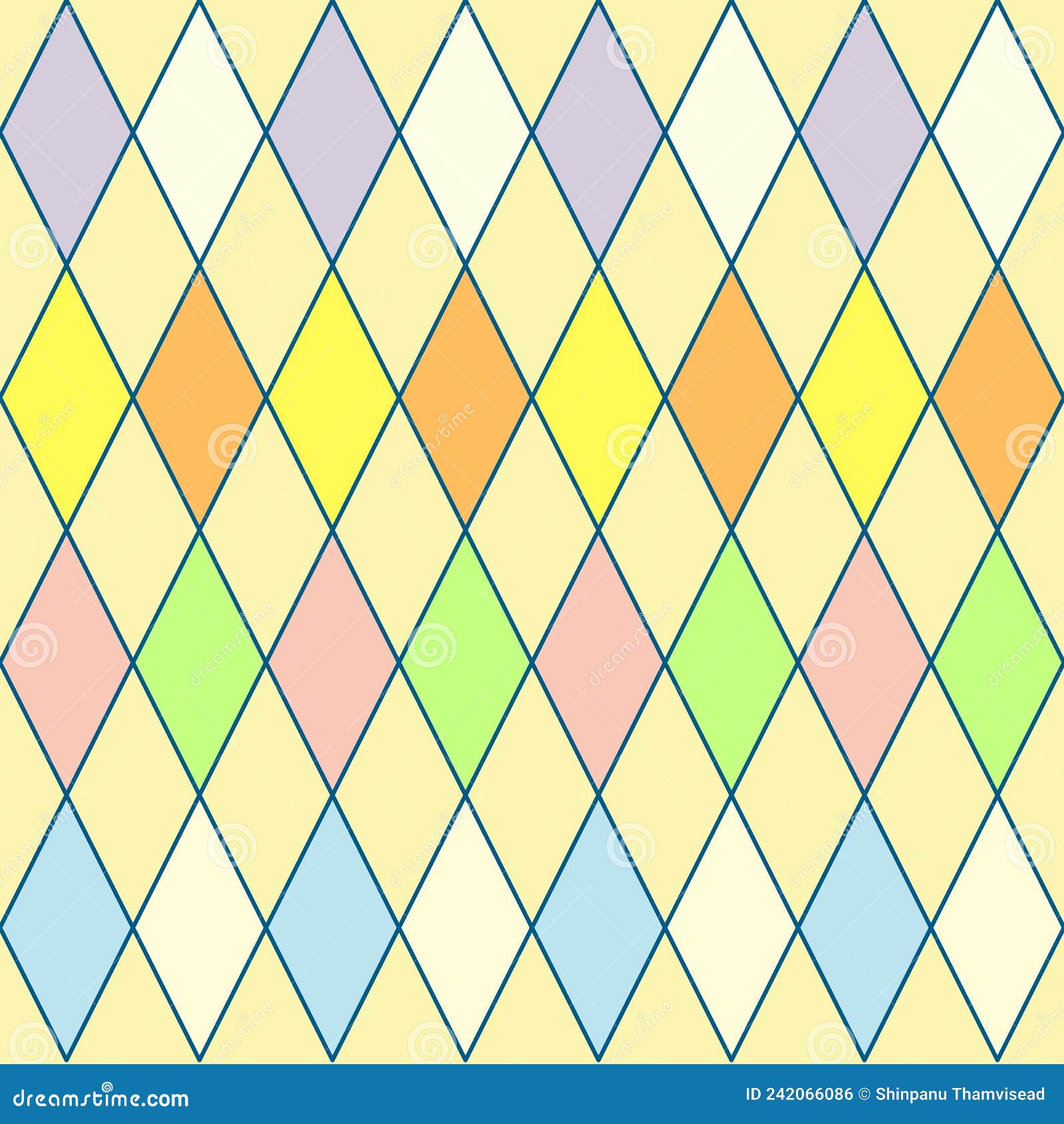 Rhombus Geometric Seamless Pattern, Diamond Check Print in Colorful ...