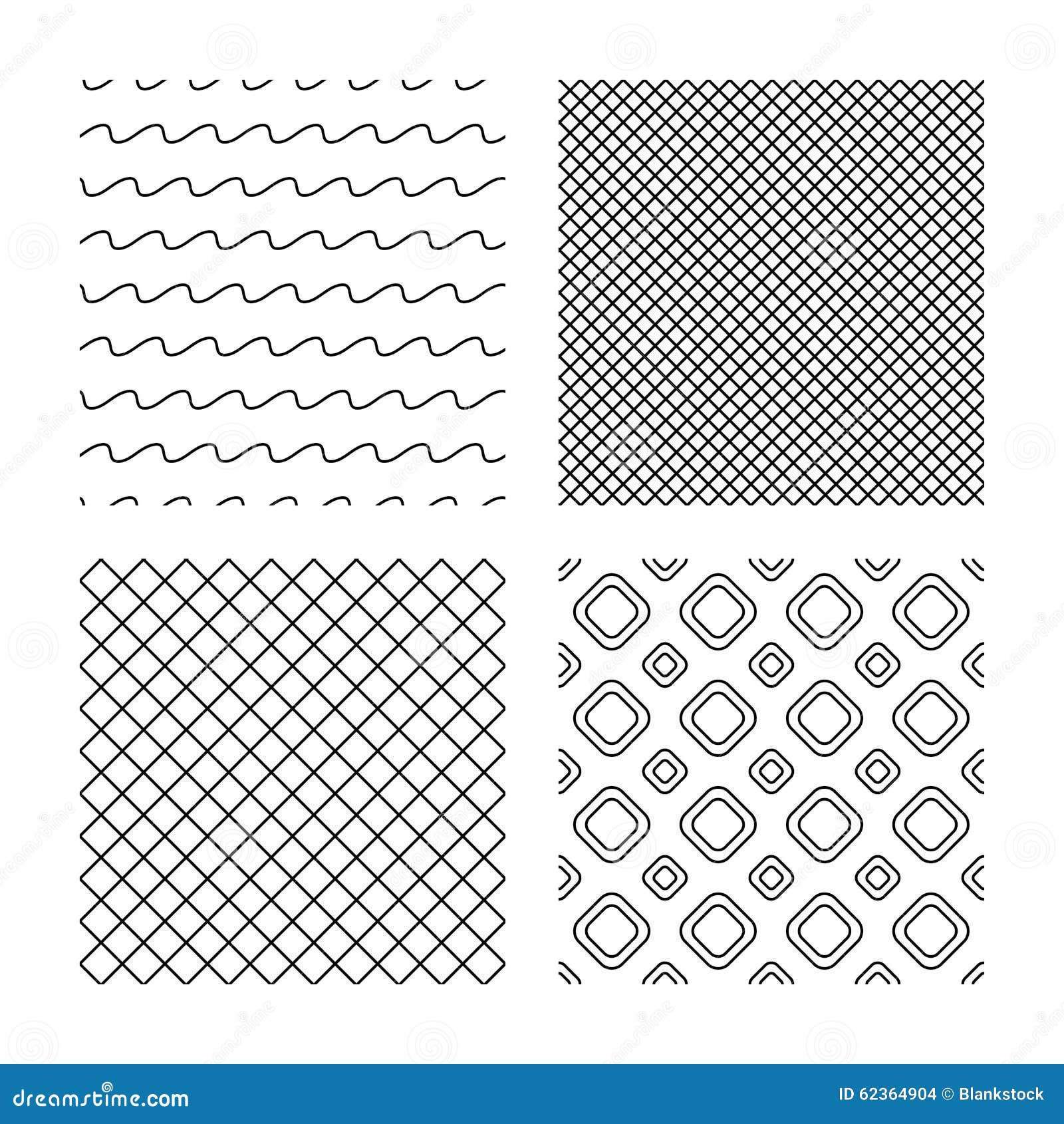 Rhombus Grid and Waves Lines Seamless Textures Stock Vector ...