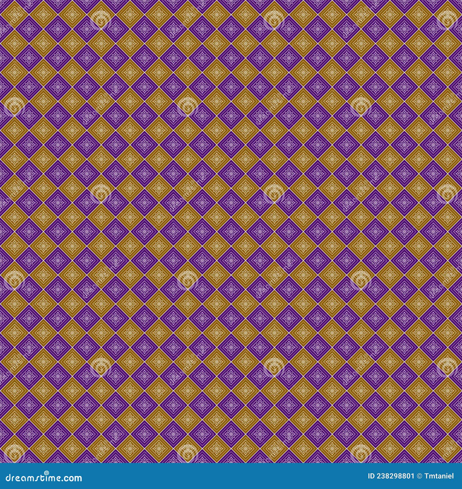 Rhombus Layout Seamless Pattern with Gold and Purple Colors Stock ...