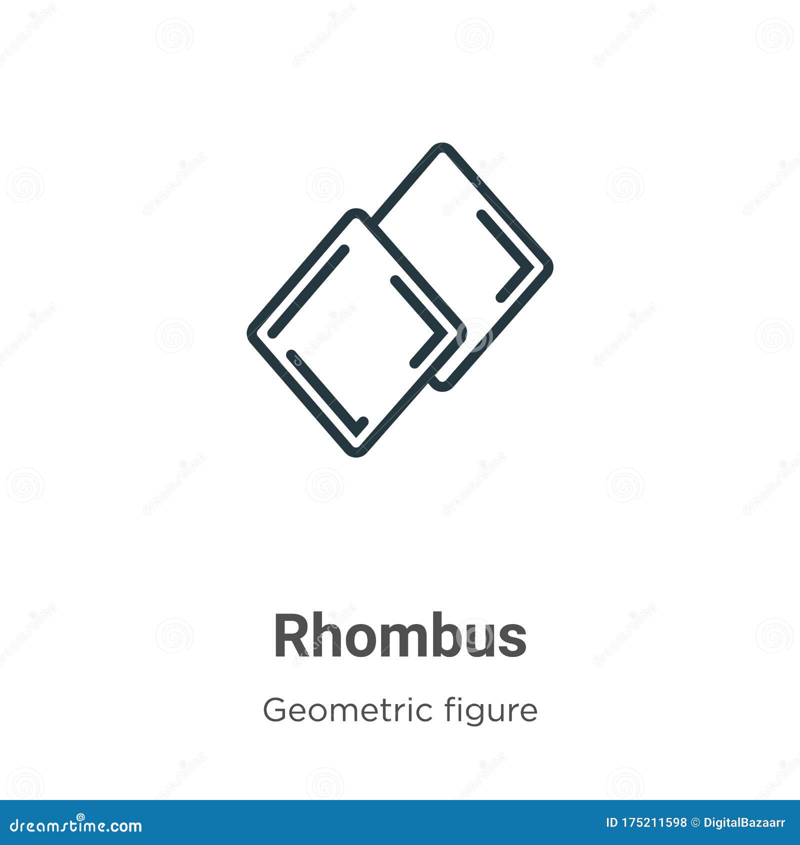 Rhombus Outline Vector Icon. Thin Line Black Rhombus Icon, Flat Vector ...