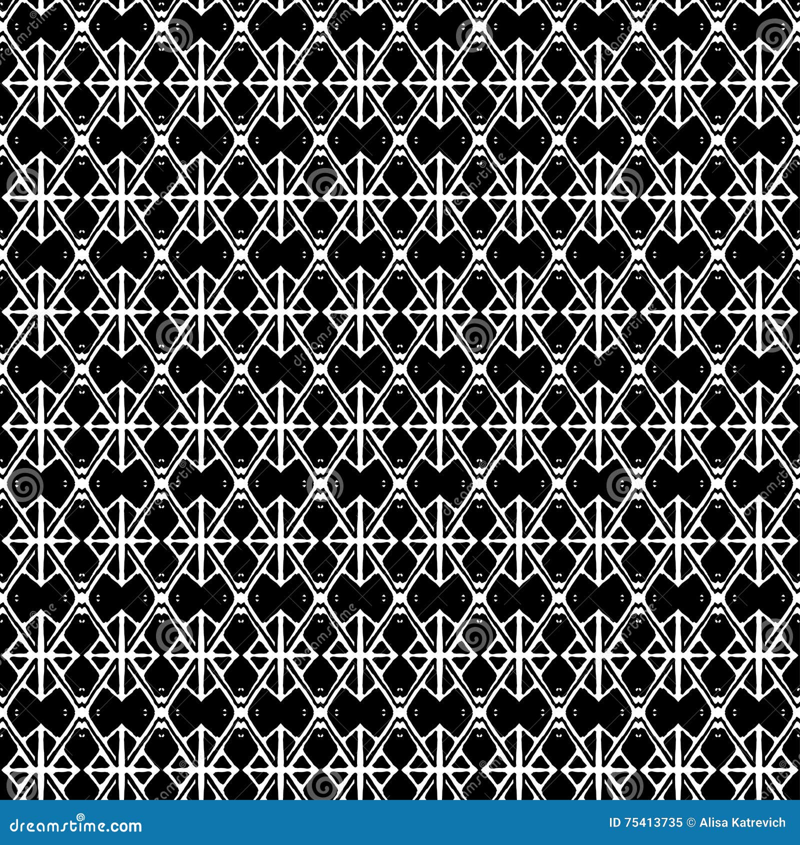 Rhombus Simple Seamless Pattern Hand Drawn, Vector. Stock Vector ...