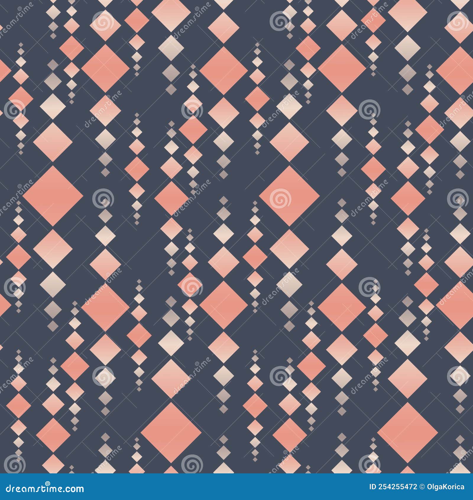 Rhombus Square Gradient Abstract Art Seamless Pattern, Pink on Dark ...