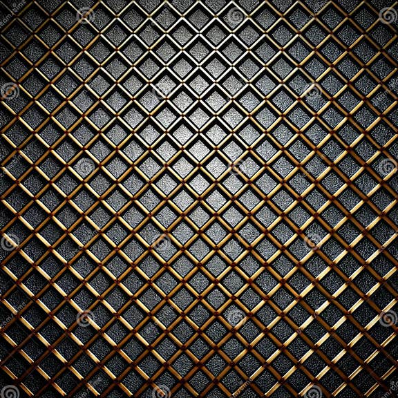 Rhombus Wire Pattern on Black Metal Background Stock Illustration ...
