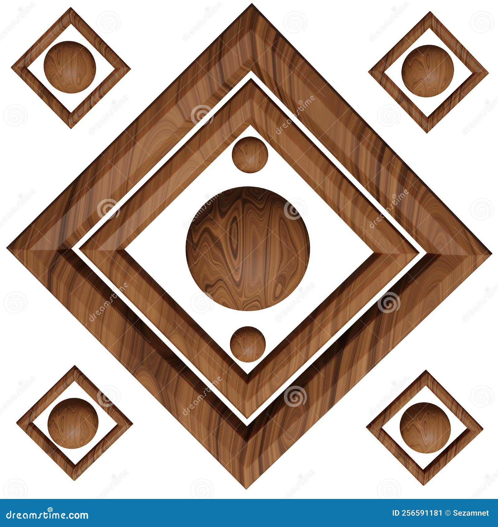 Rhombus, Wooden Shape Ball, Isolated White, Design Element Stock ...