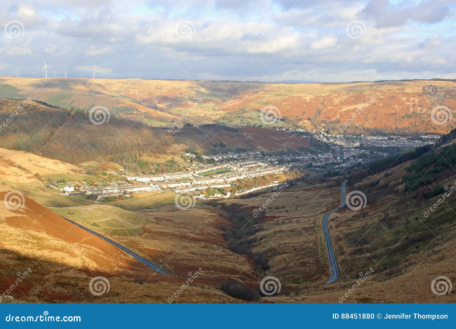 Rhondda valley, Wales stock photo. Image of village, cloud - 88451880