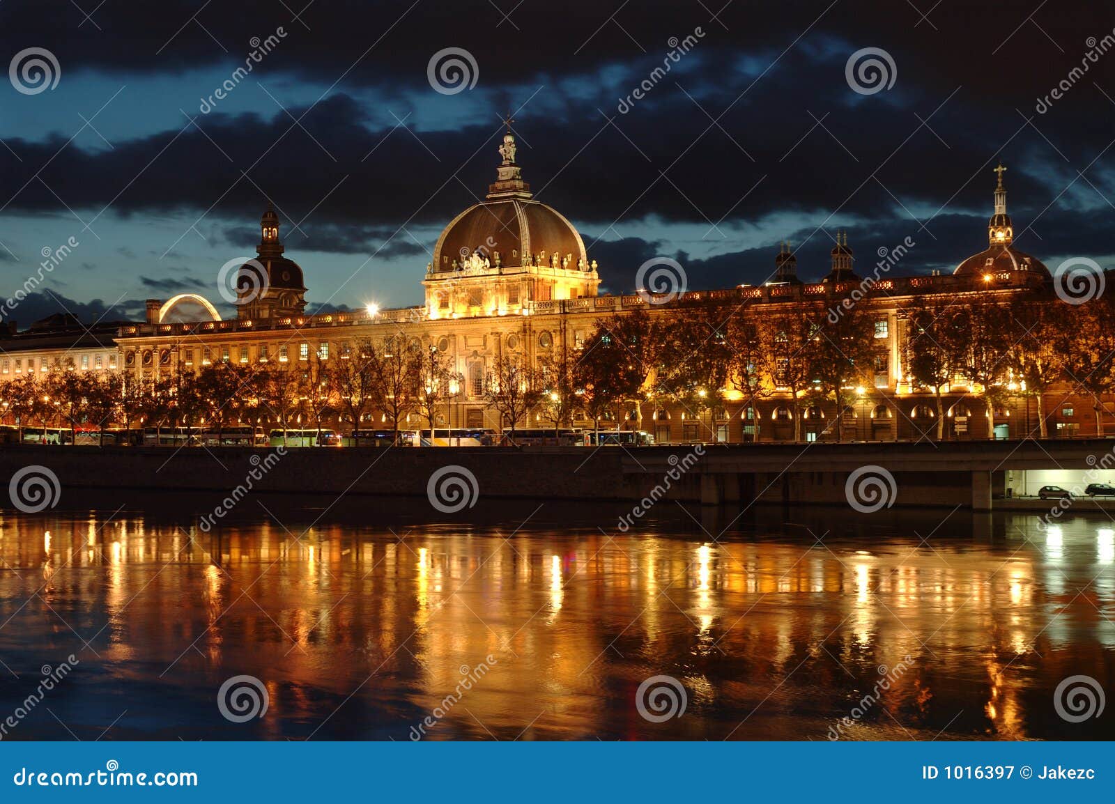 On the Rhone bank at night stock image. Image of dieu - 1016397