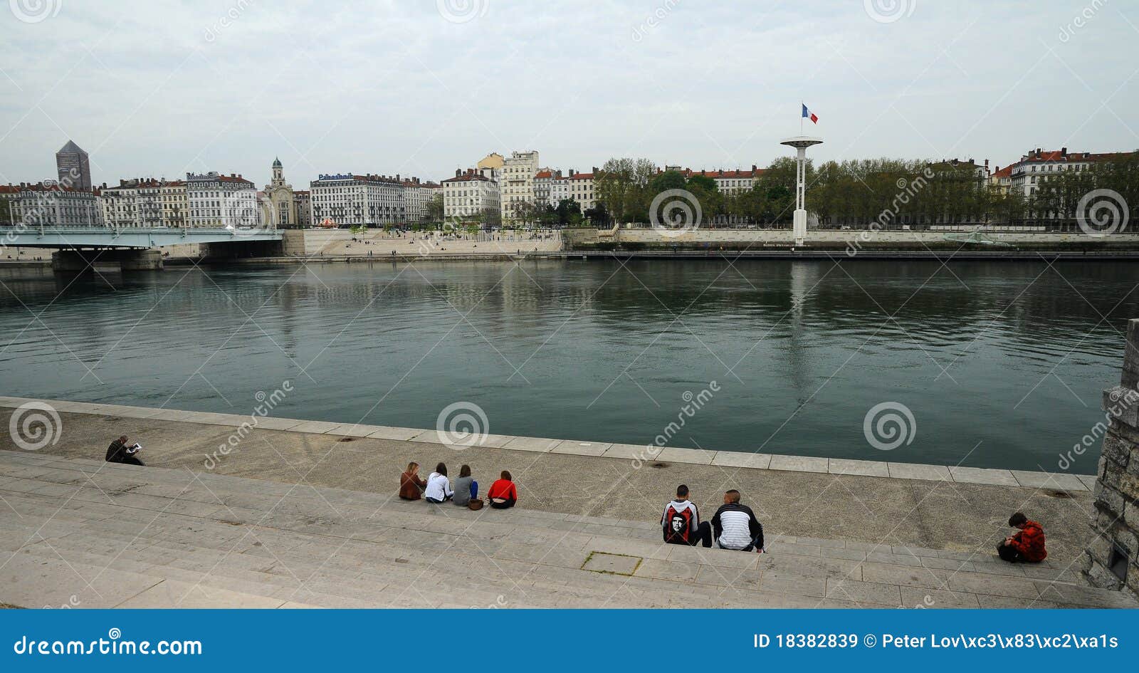 The Rhone banks in Lyon editorial stock image. Image of home - 18382839