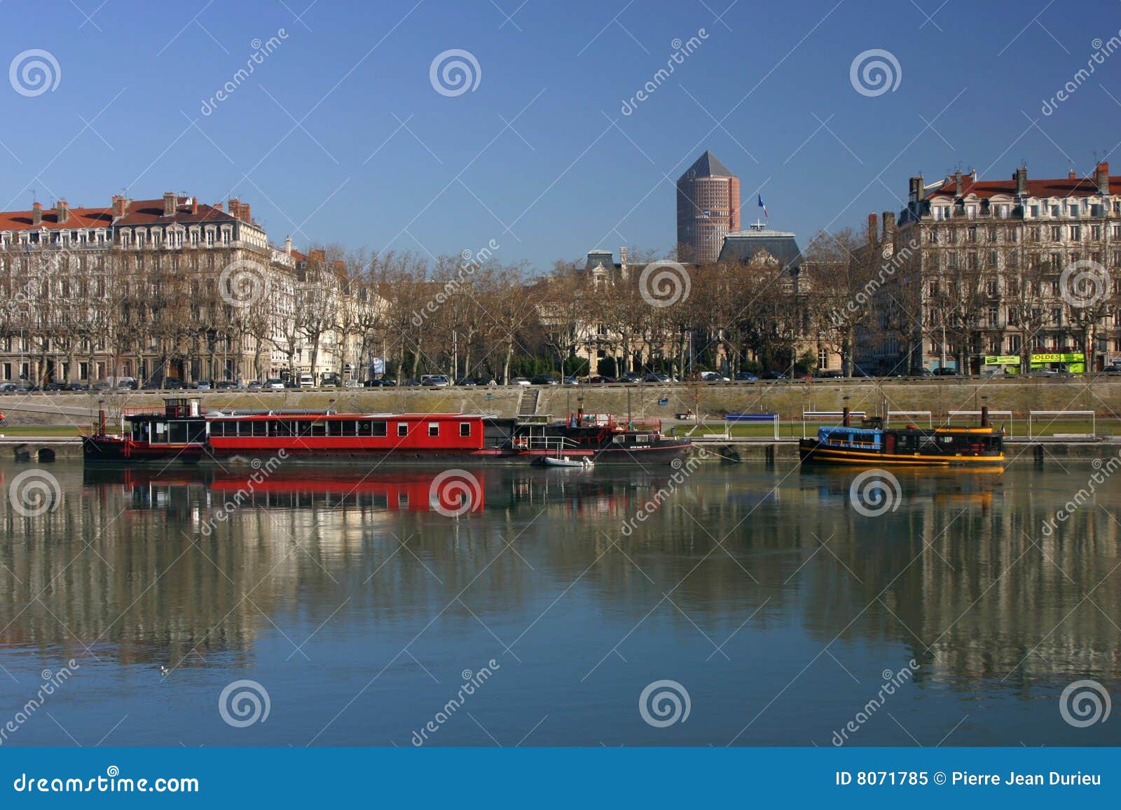 The Rhone banks in Lyon stock image. Image of water, river - 8071785