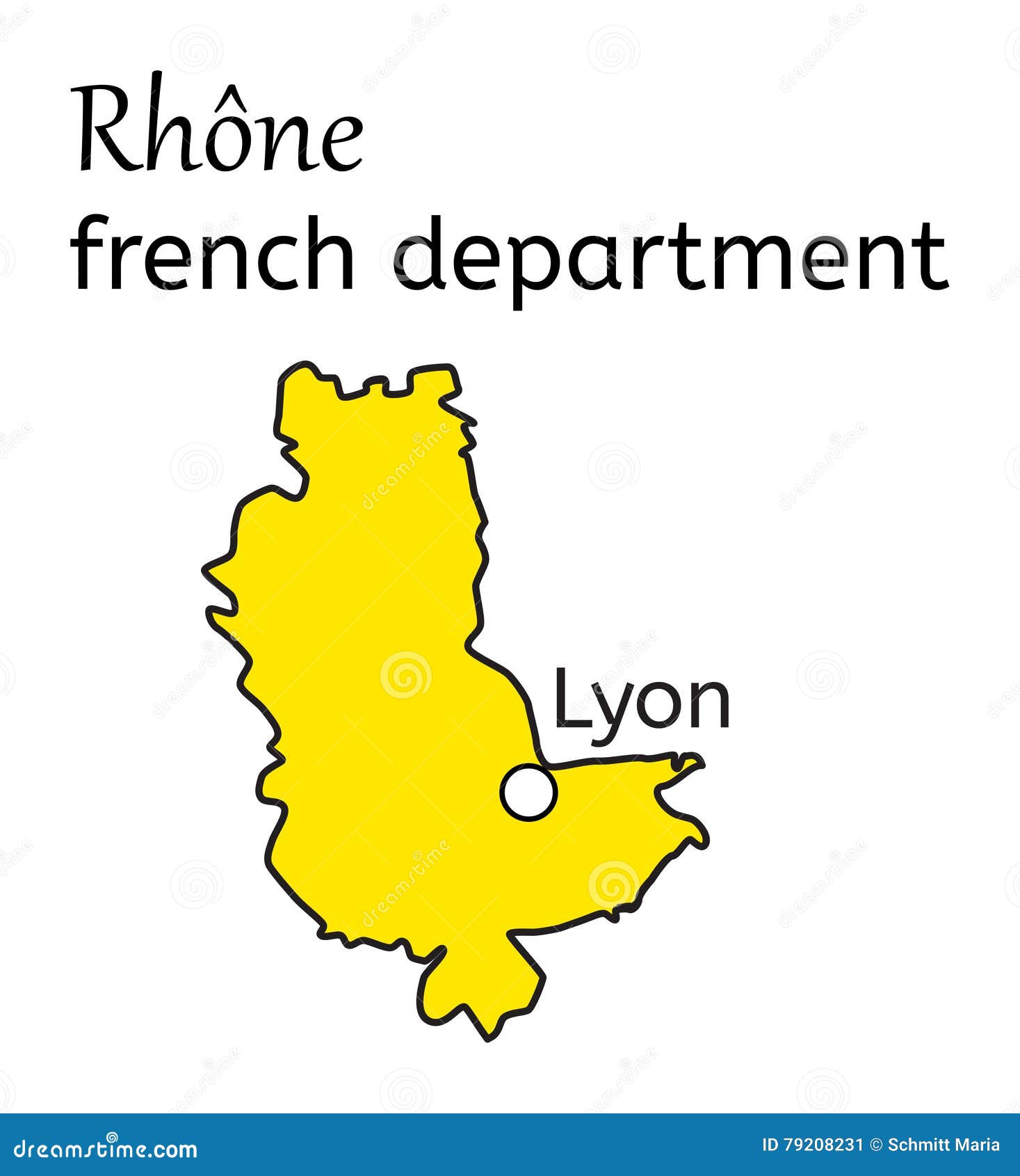 Rhone French Department Map Stock Vector - Illustration of geographic ...