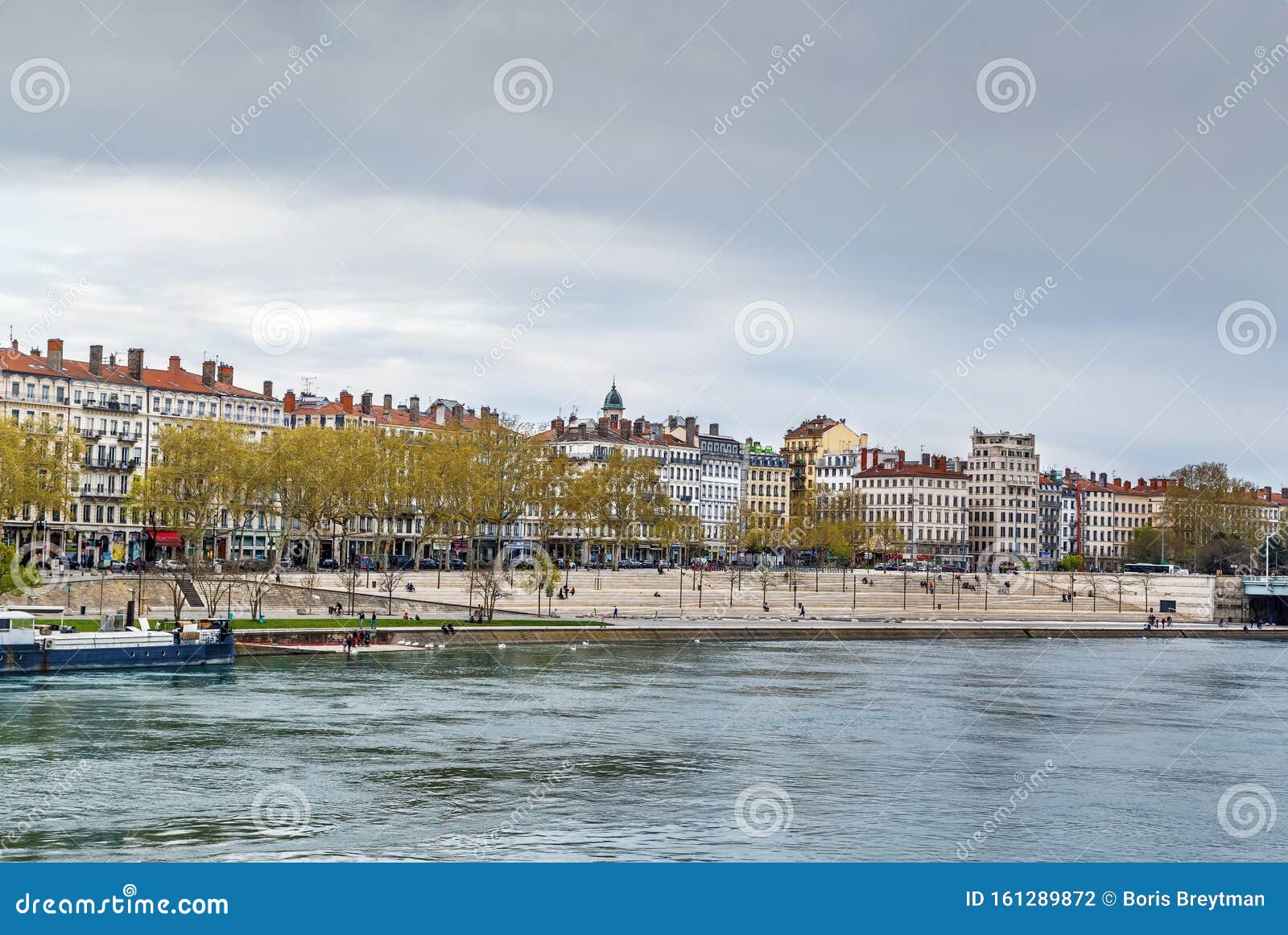 Rhone River in Lyon, France Stock Photo - Image of historic, riverbank ...