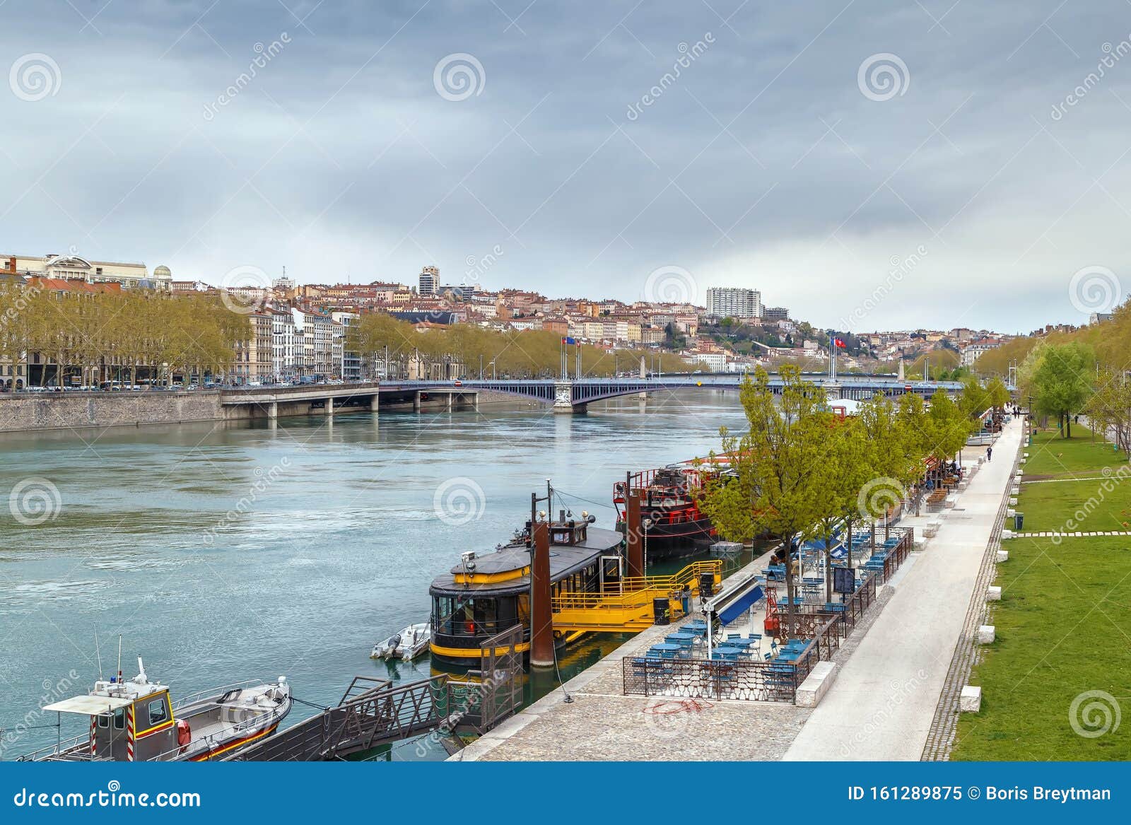 Rhone River in Lyon, France Stock Image - Image of embankment, outdoor ...