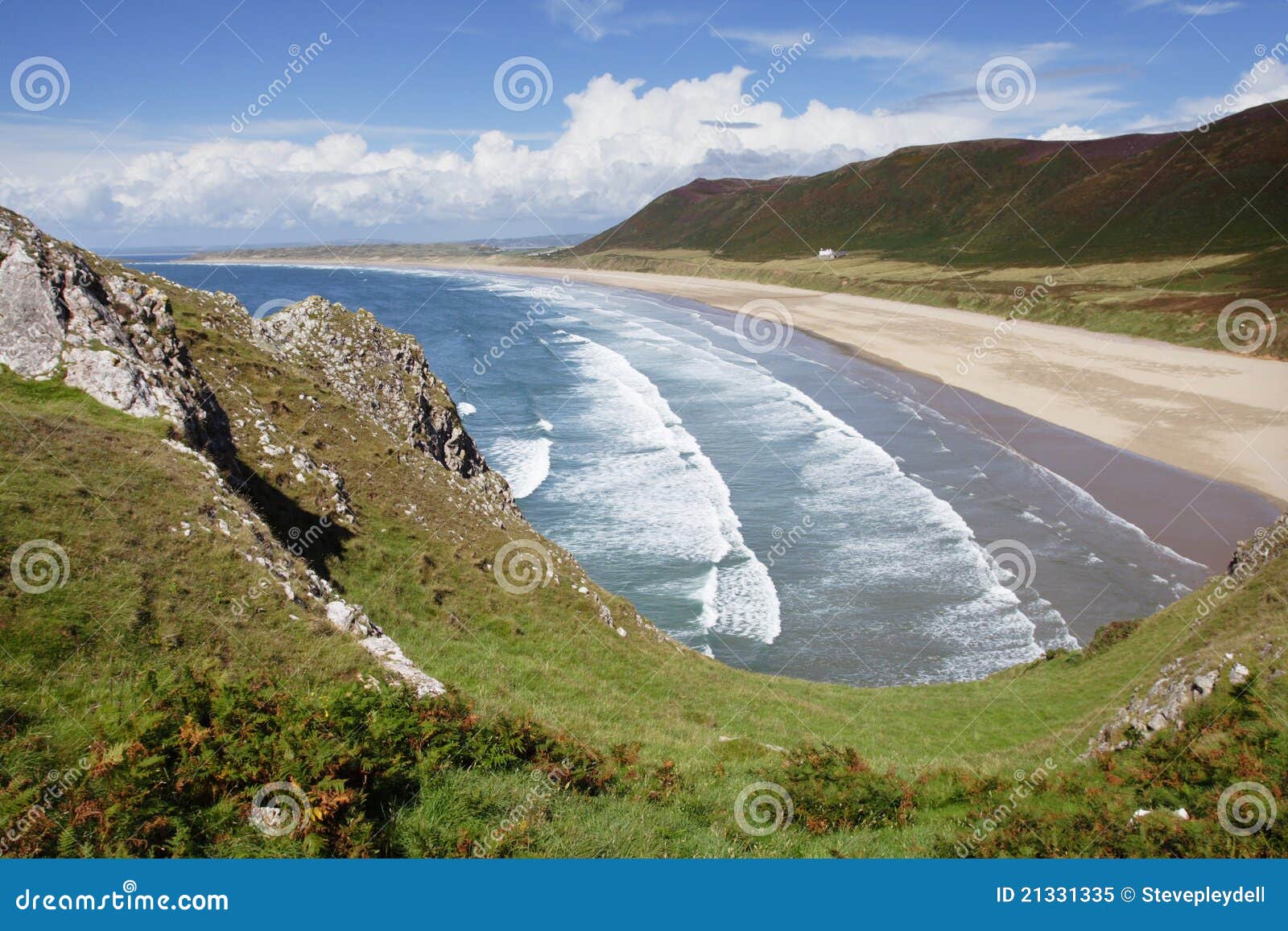 Rhossili Bay Gower stock image. Image of sand, summer - 21331335
