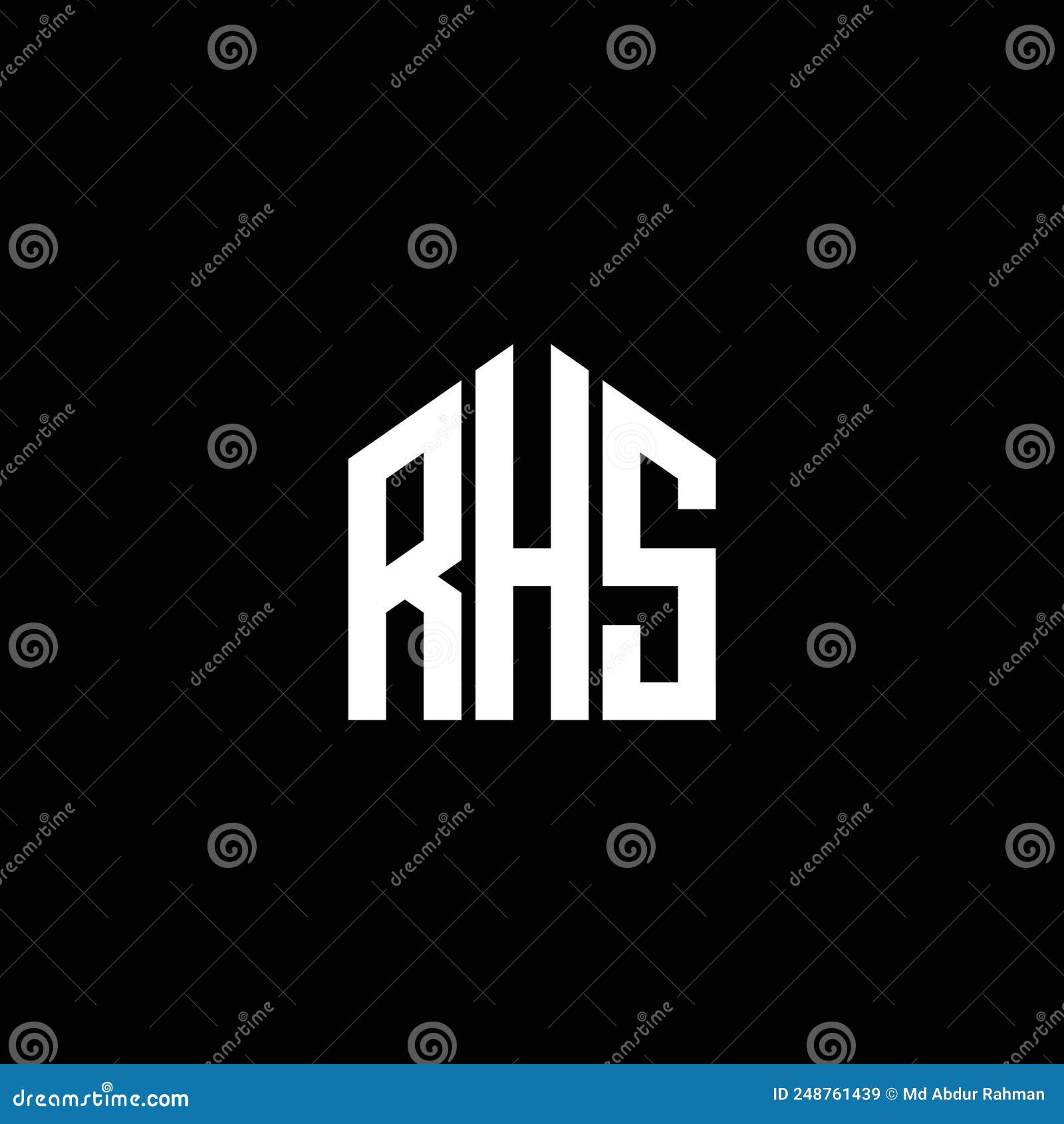 RHS Letter Logo Design on BLACK Background. RHS Creative Initials ...