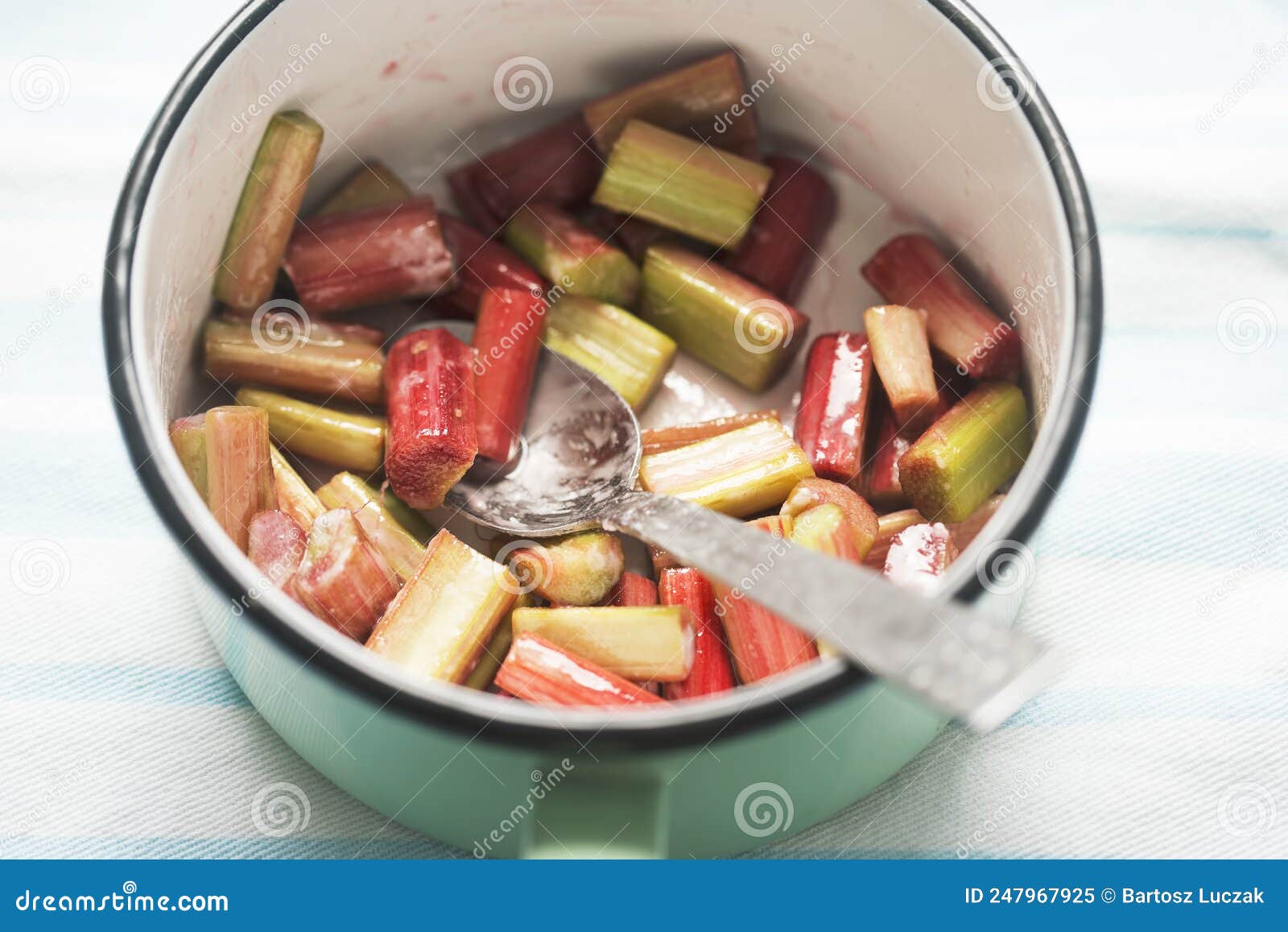 Rhubarb Cut with Sugar in Pot Stock Image - Image of healthy, chopped ...