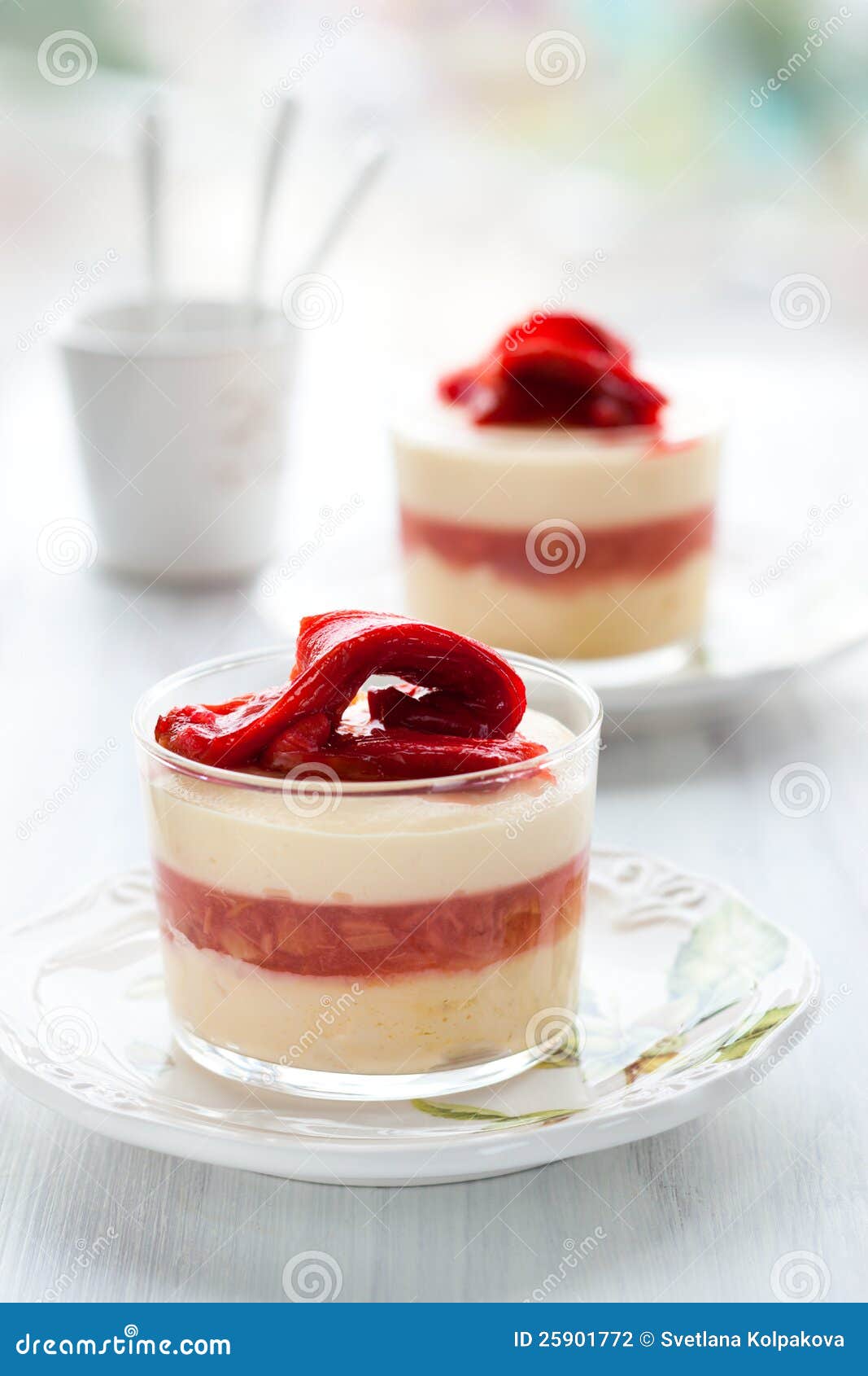 Rhubarb and quark dessert stock photo. Image of gourmet - 25901772