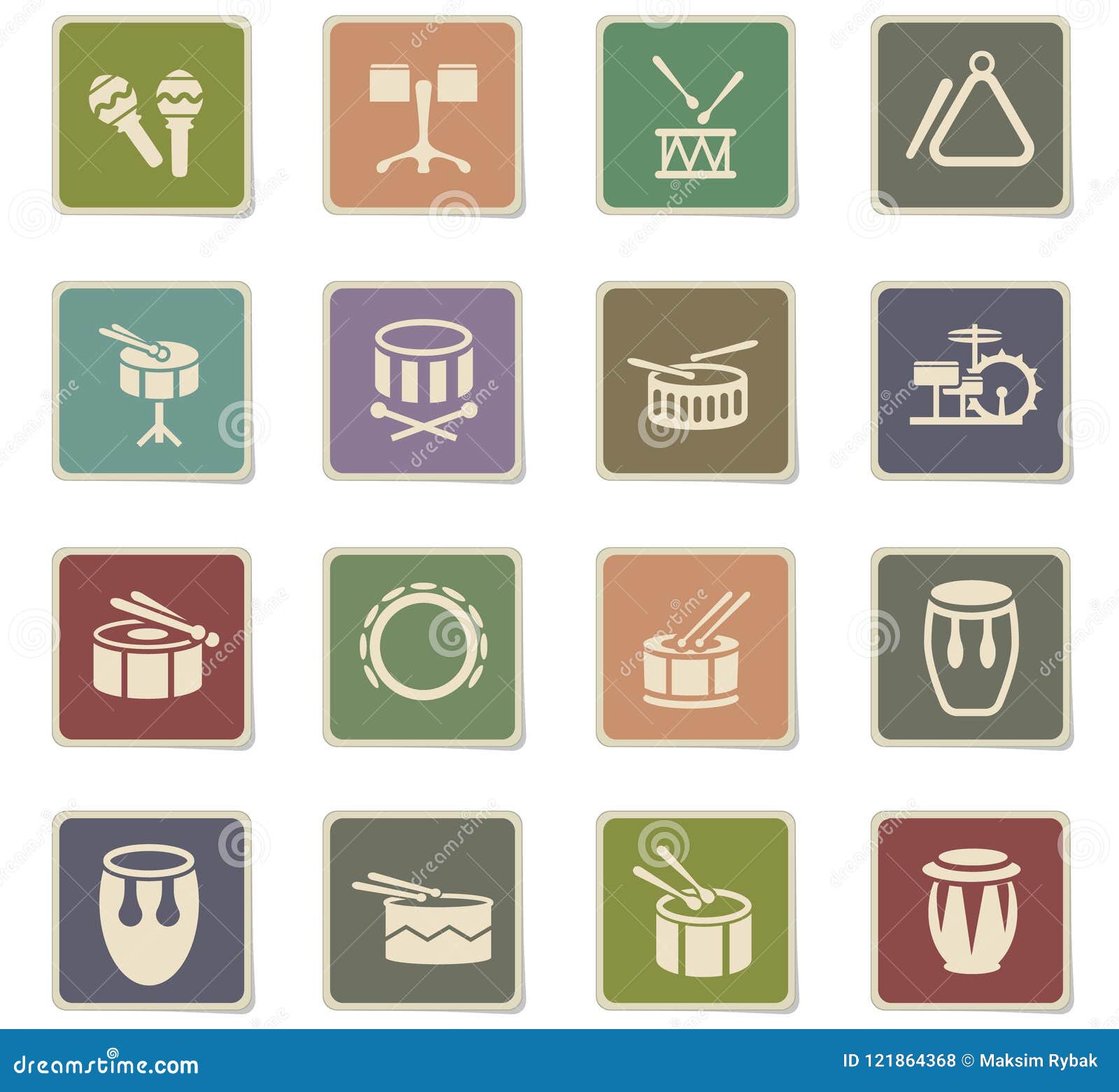Rhythm Instruments Icon Set Stock Vector - Illustration of african ...