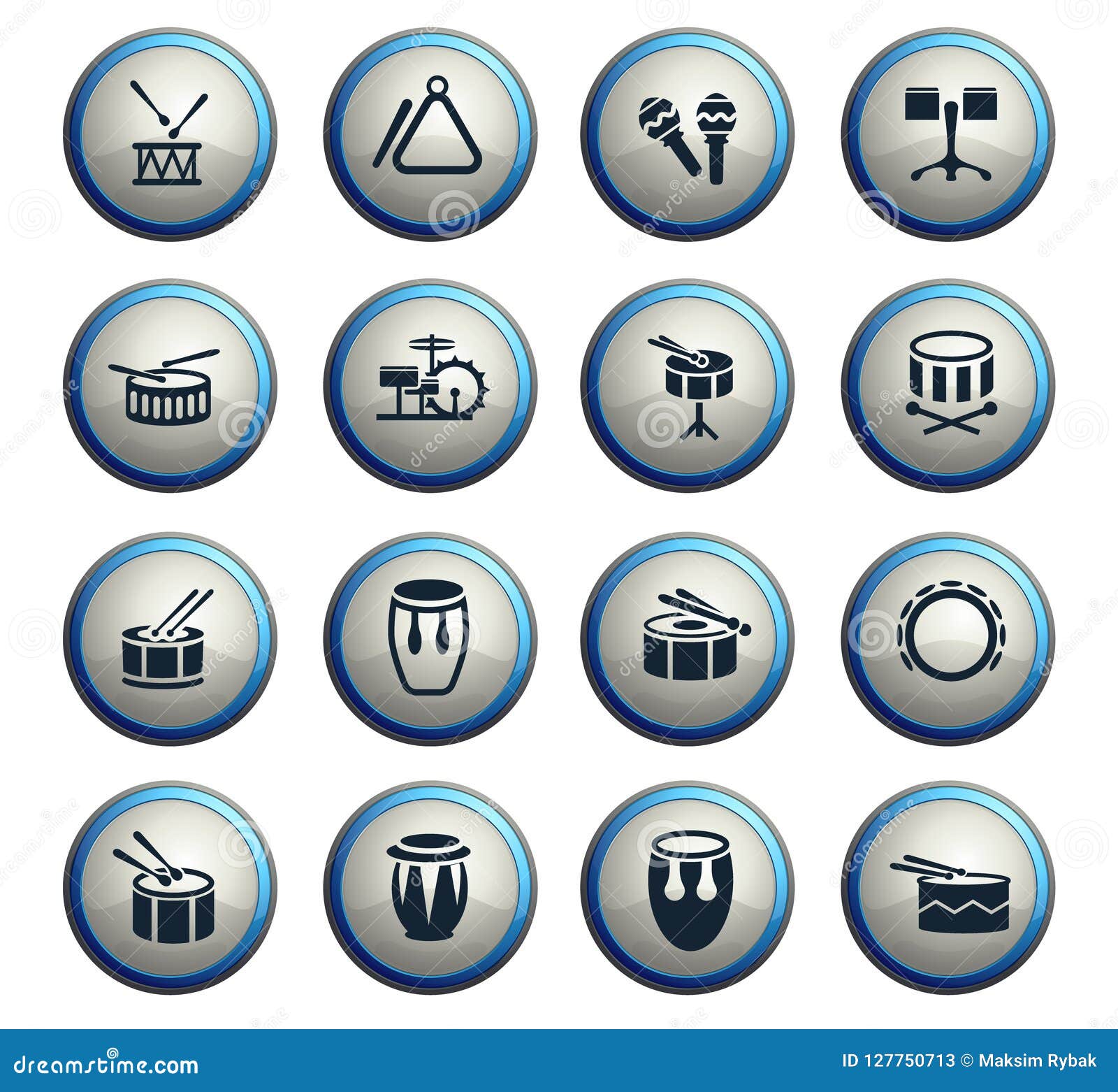 Rhythm Instruments Icon Set Stock Vector - Illustration of beat, cabasa ...