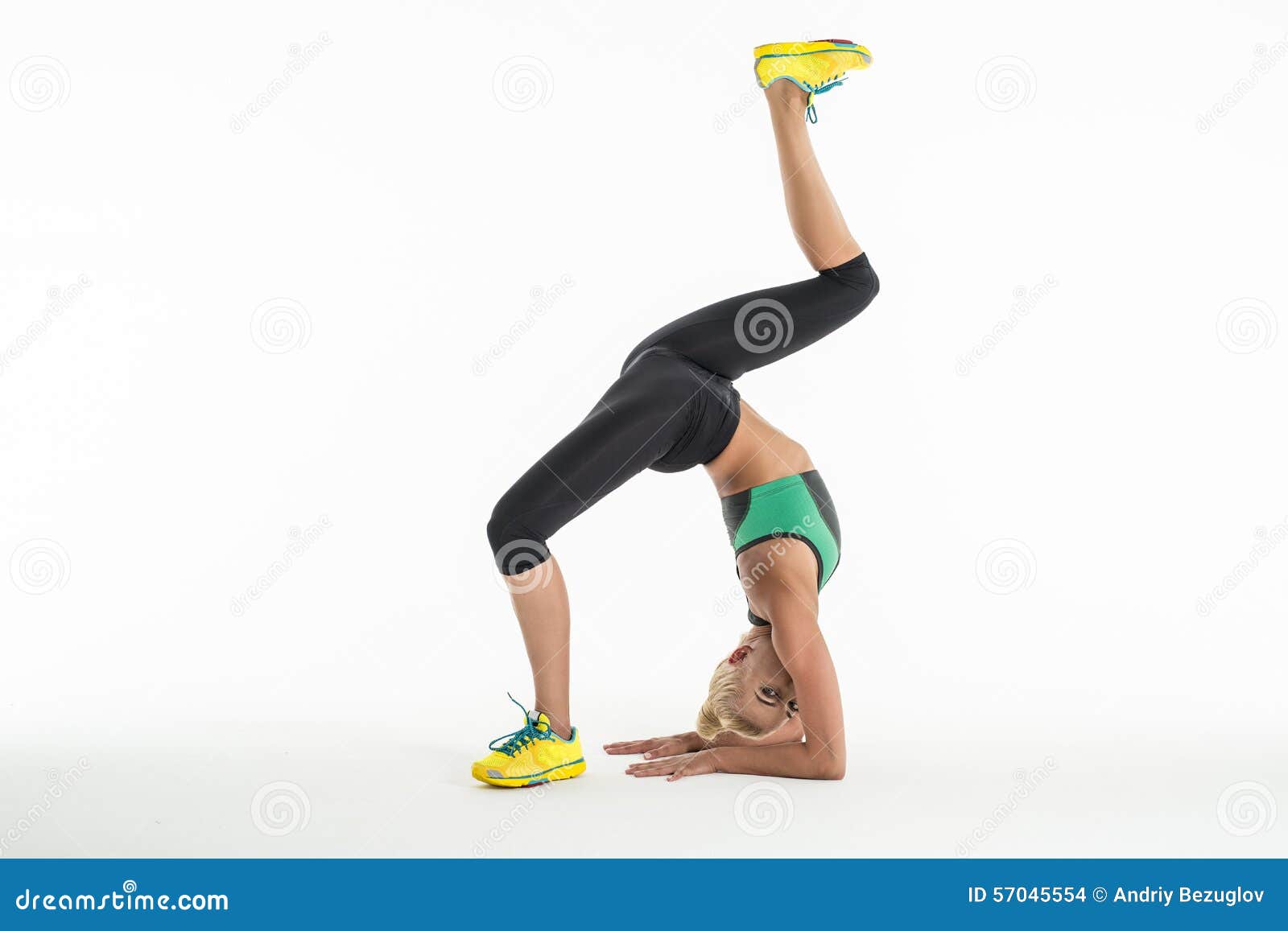 Rhythmic Gymnast Doing Exercise in Studio Stock Photo - Image of ...
