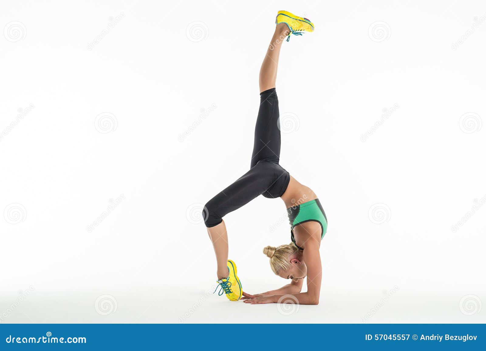 Rhythmic Gymnast Doing Exercise in Studio Stock Image - Image of ballet ...