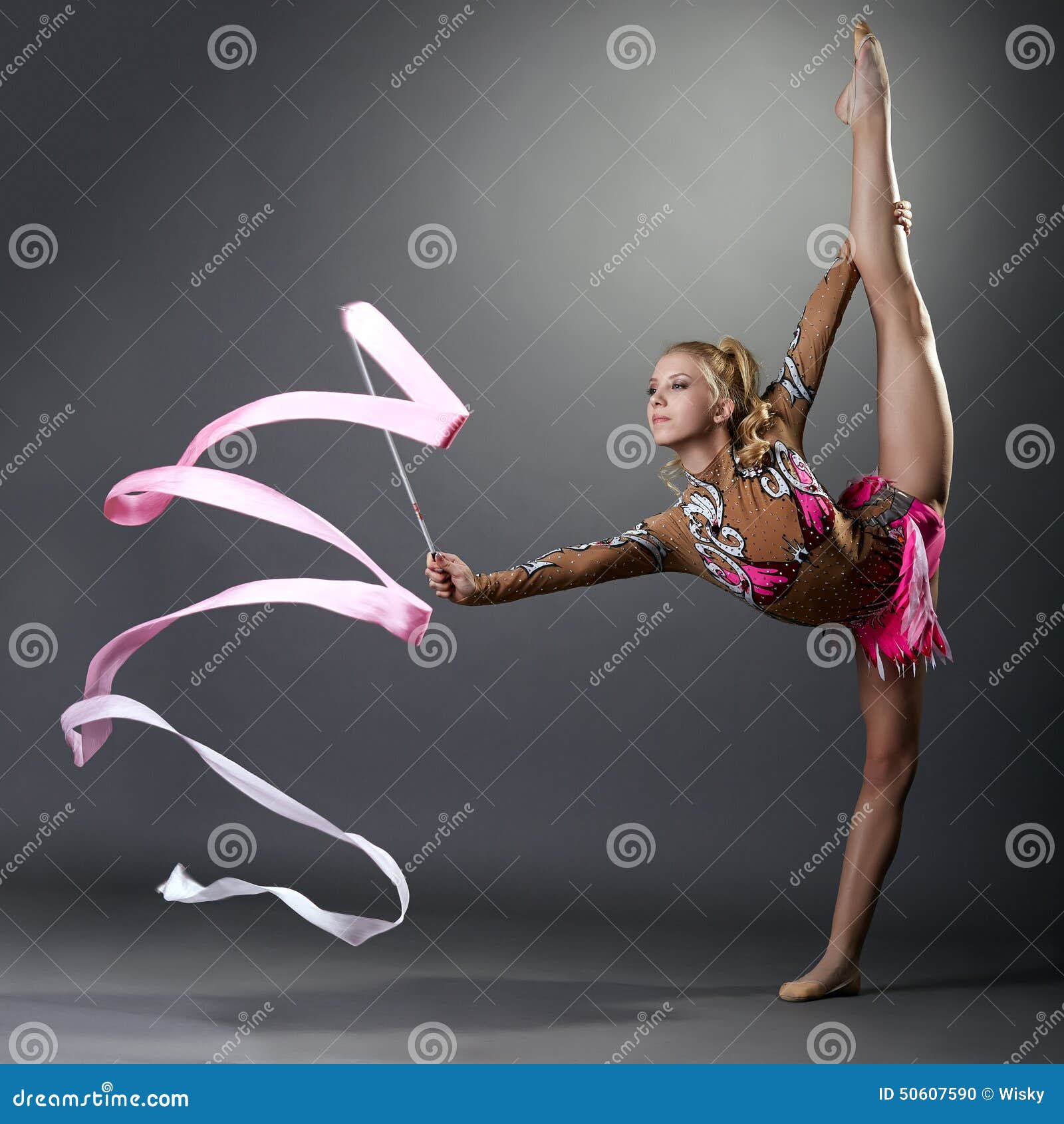 Adorable Rhythmic Gymnast Doing Vertical Split Stock Photos - Free ...