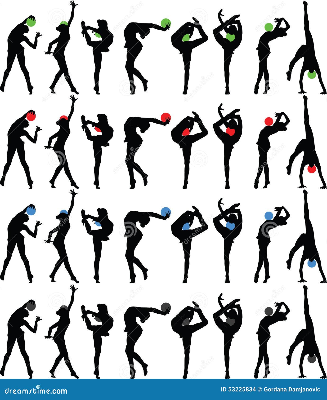 Rhythmic Gymnastics with Ball Stock Vector - Illustration of artistic ...