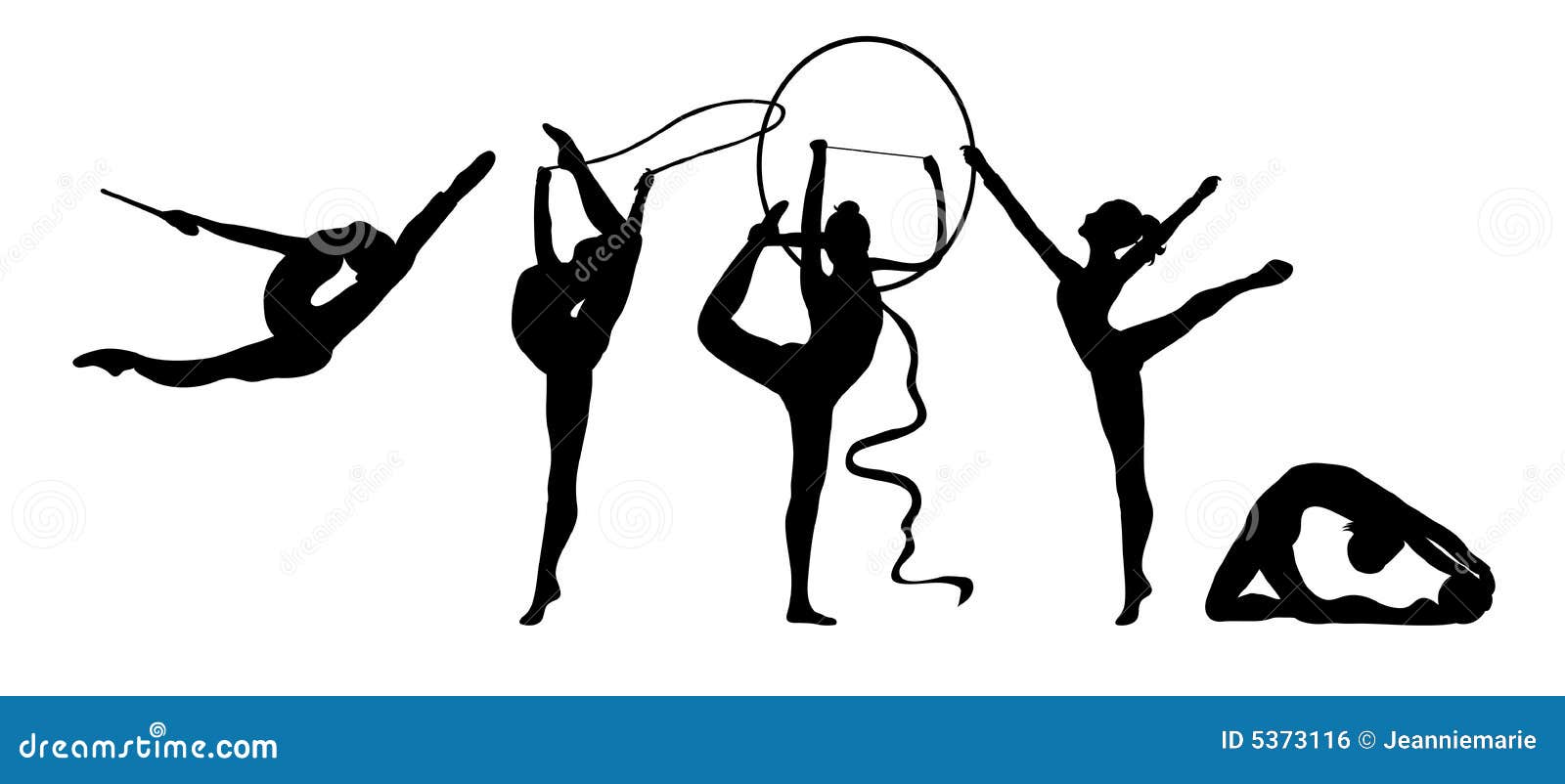 Rhythmic Gymnastics: Group Silhouette Stock Illustration - Illustration ...
